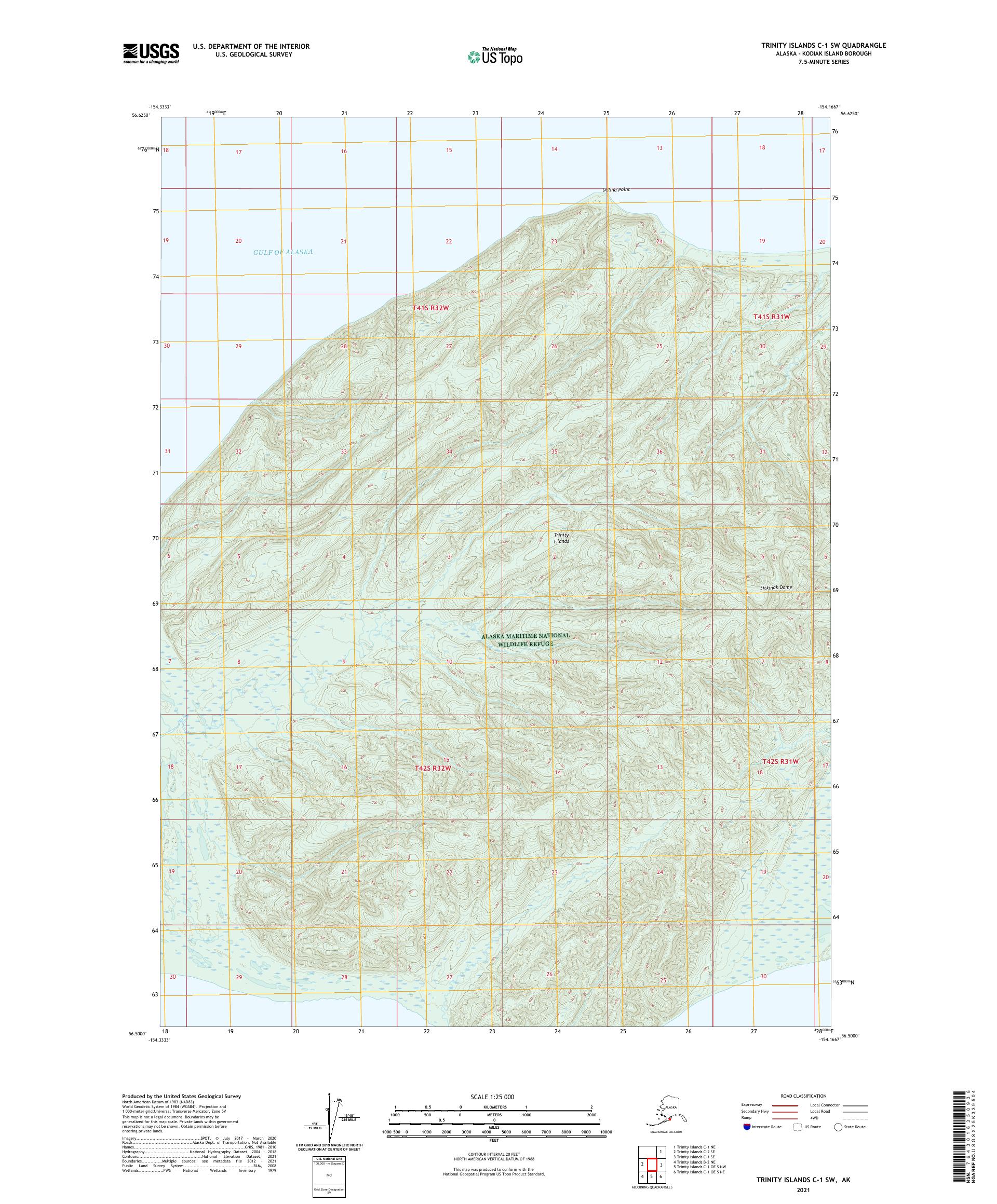 Trinity Islands C-1 SW Alaska US Topo Map – MyTopo Map Store