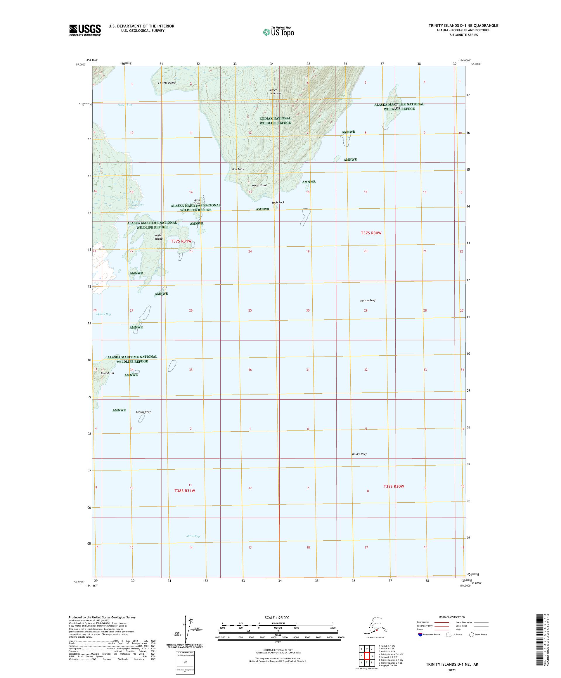 Trinity Islands D-1 NE Alaska US Topo Map – MyTopo Map Store