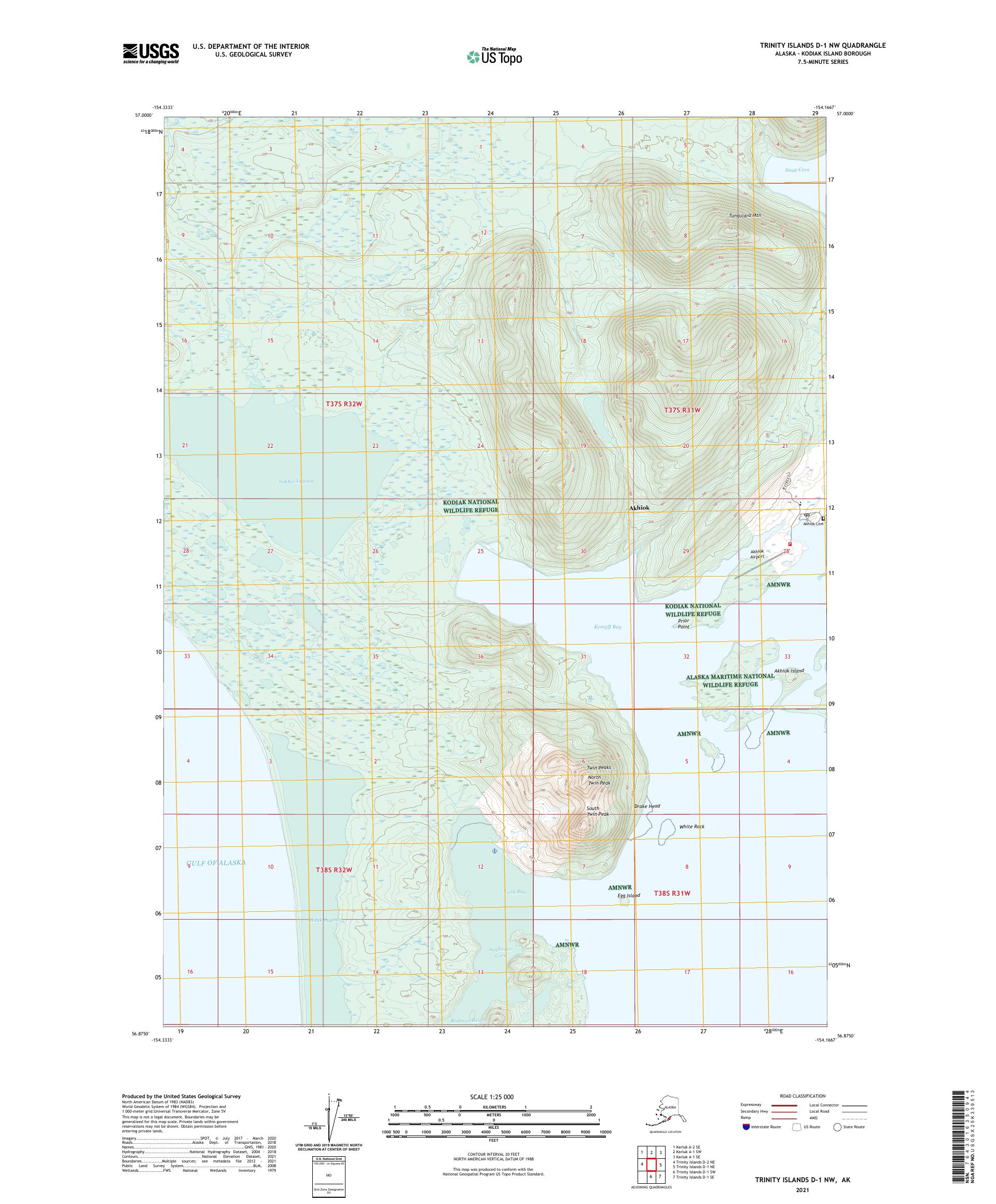 Trinity Islands D-1 NW Alaska US Topo Map – MyTopo Map Store