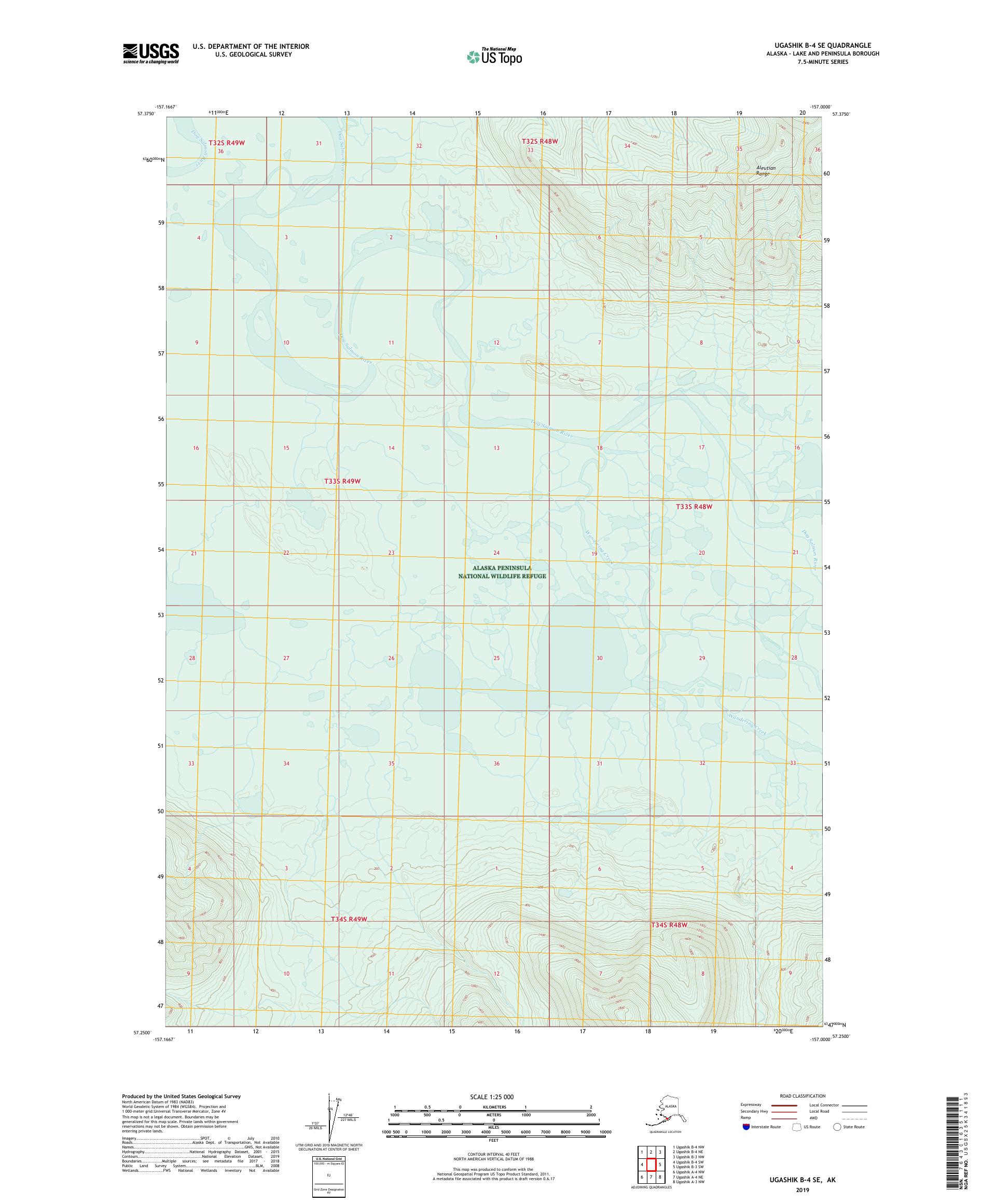 Ugashik B-4 SE Alaska US Topo Map – MyTopo Map Store