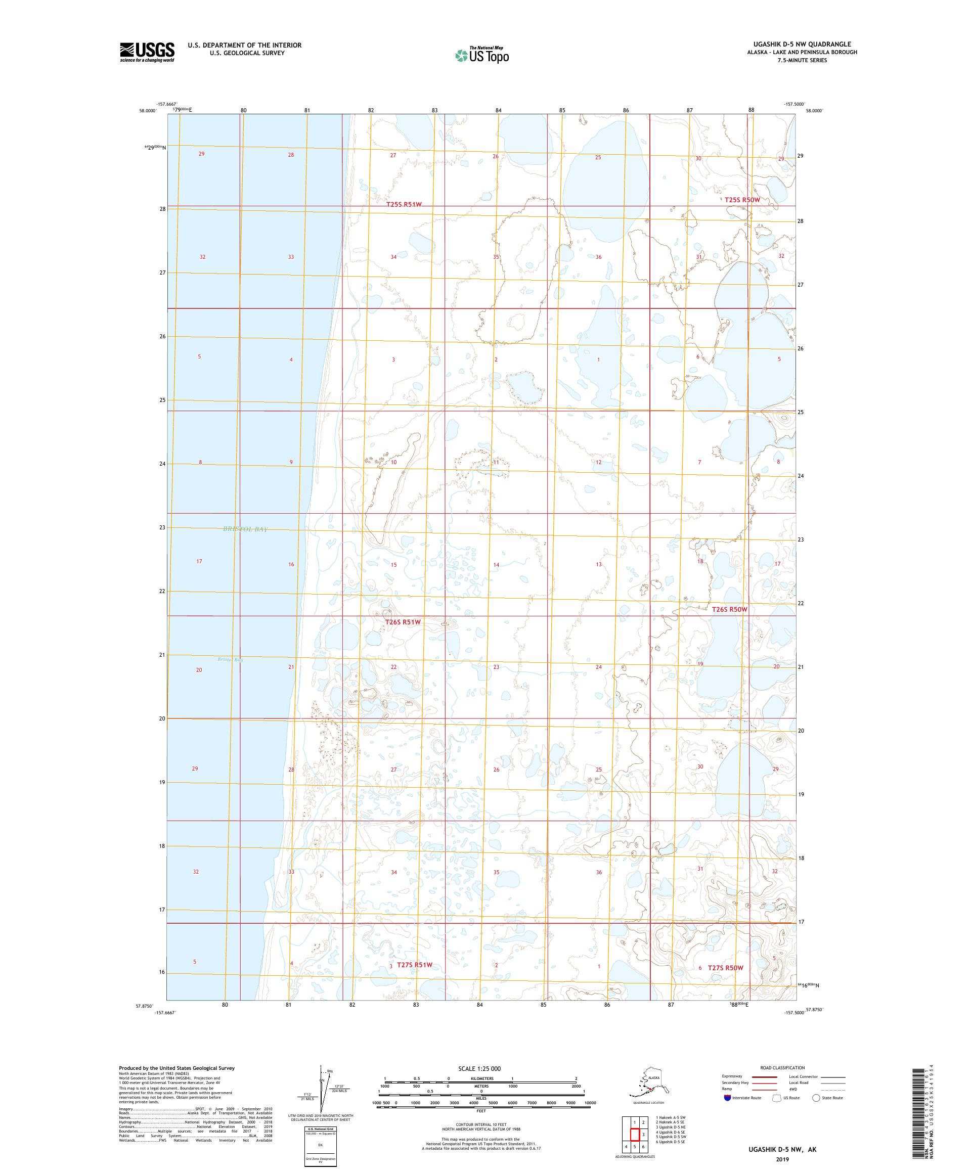 Ugashik D-5 NW Alaska US Topo Map – MyTopo Map Store