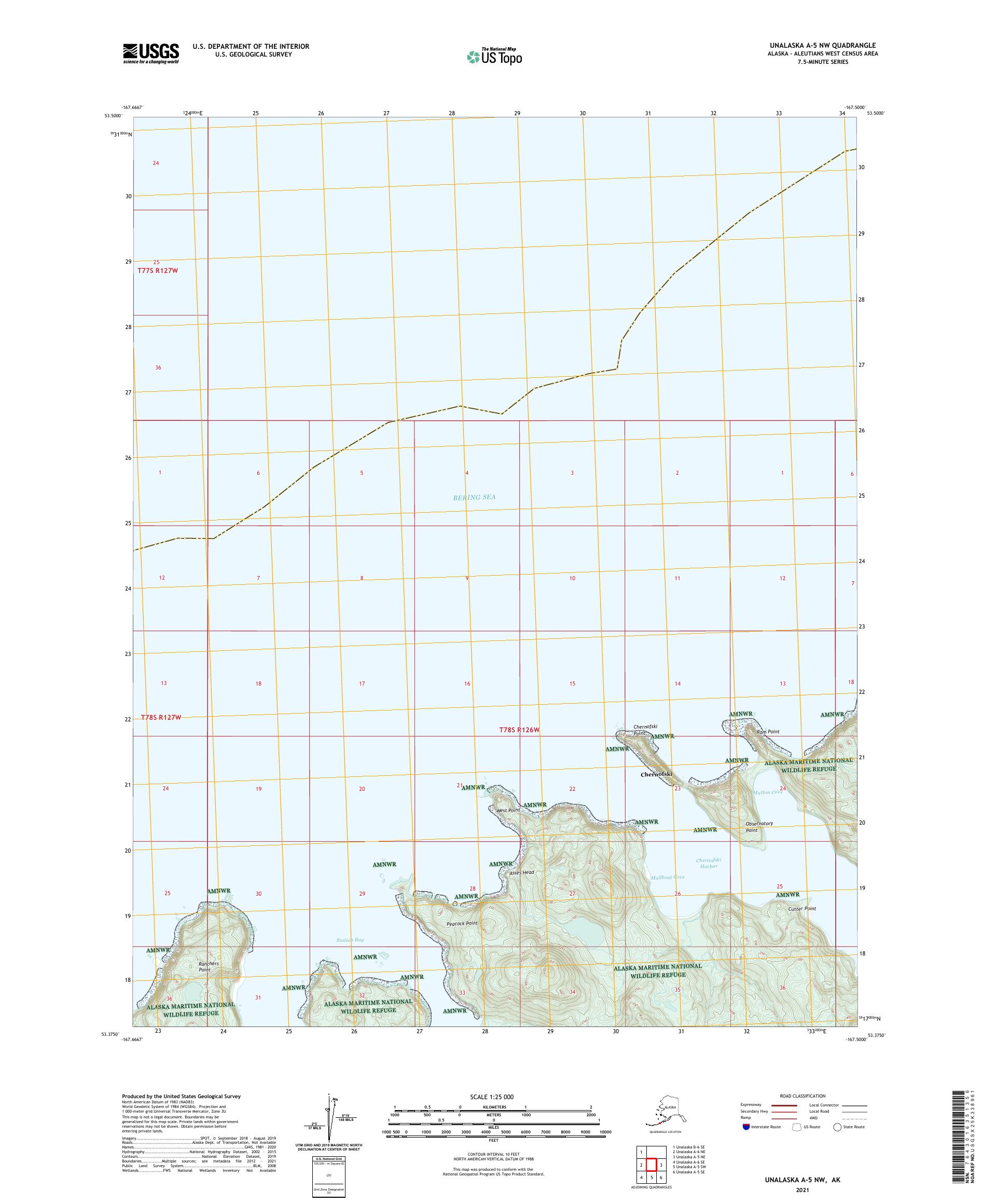 Unalaska A-5 NW Alaska US Topo Map – MyTopo Map Store