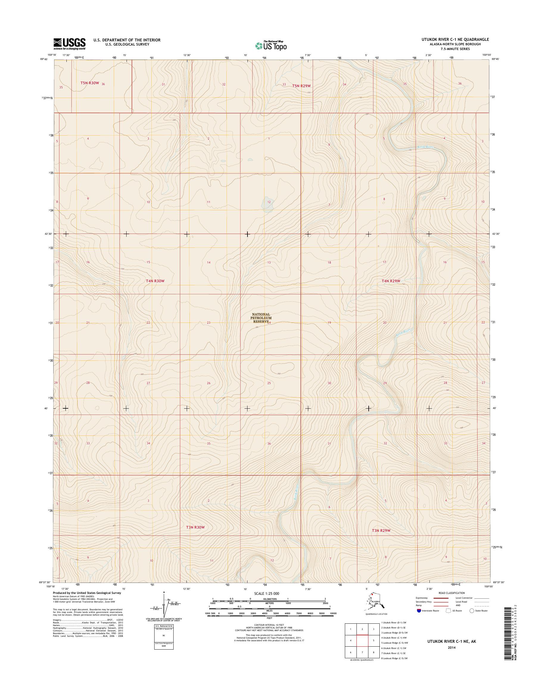 Utukok River C-1 NE Alaska US Topo Map – MyTopo Map Store