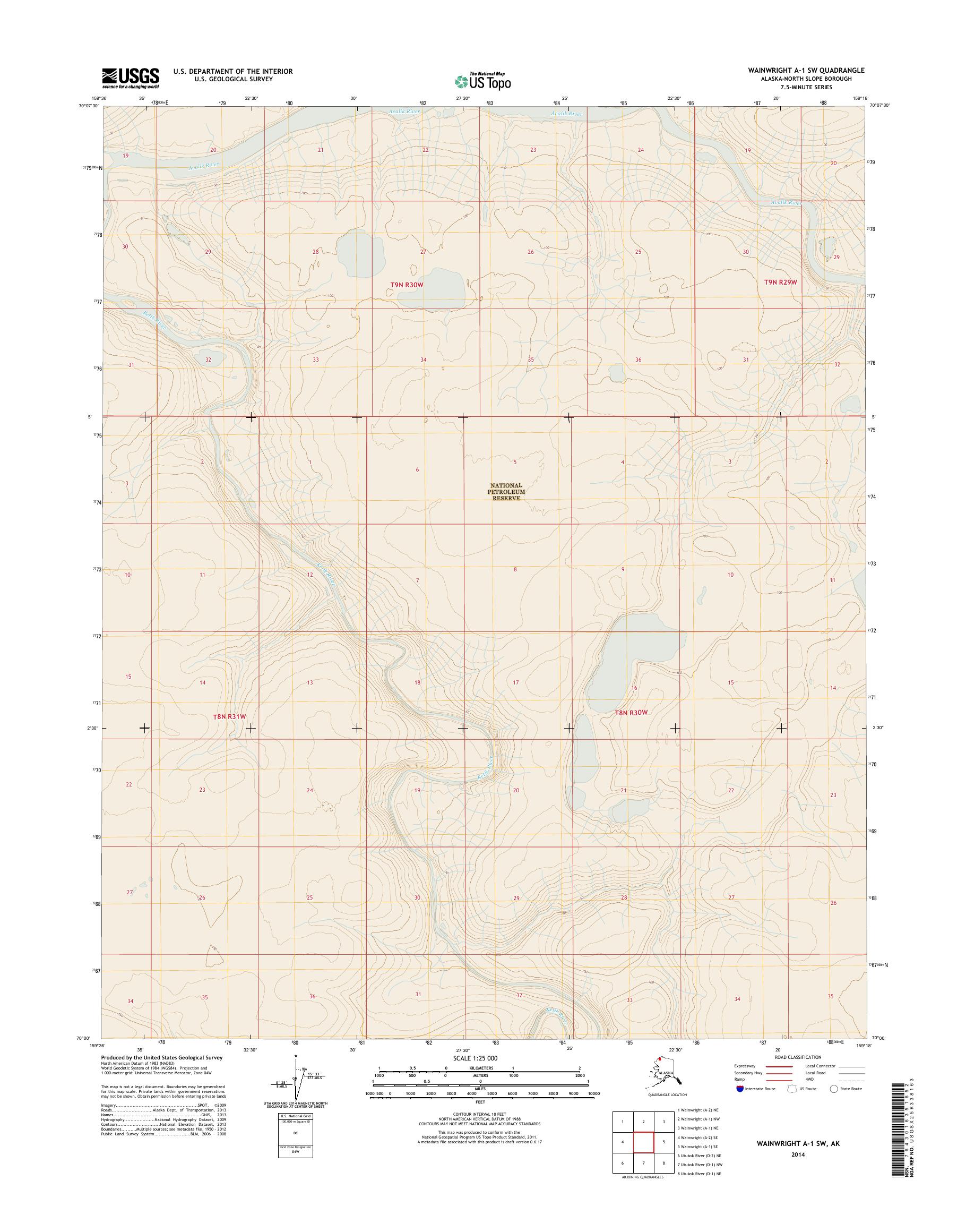 Wainwright A-1 SW Alaska US Topo Map – MyTopo Map Store
