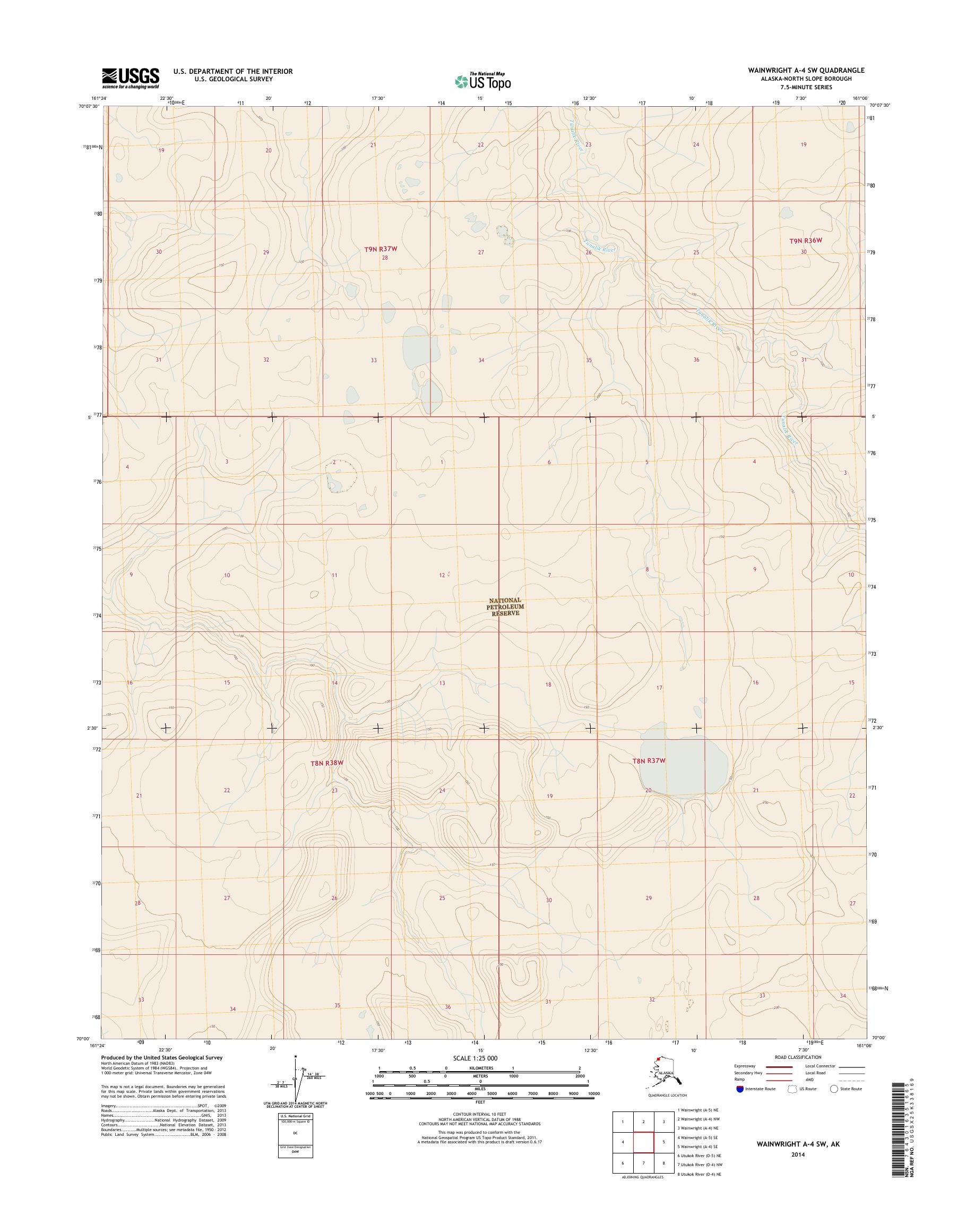 Wainwright A-4 SW Alaska US Topo Map – MyTopo Map Store