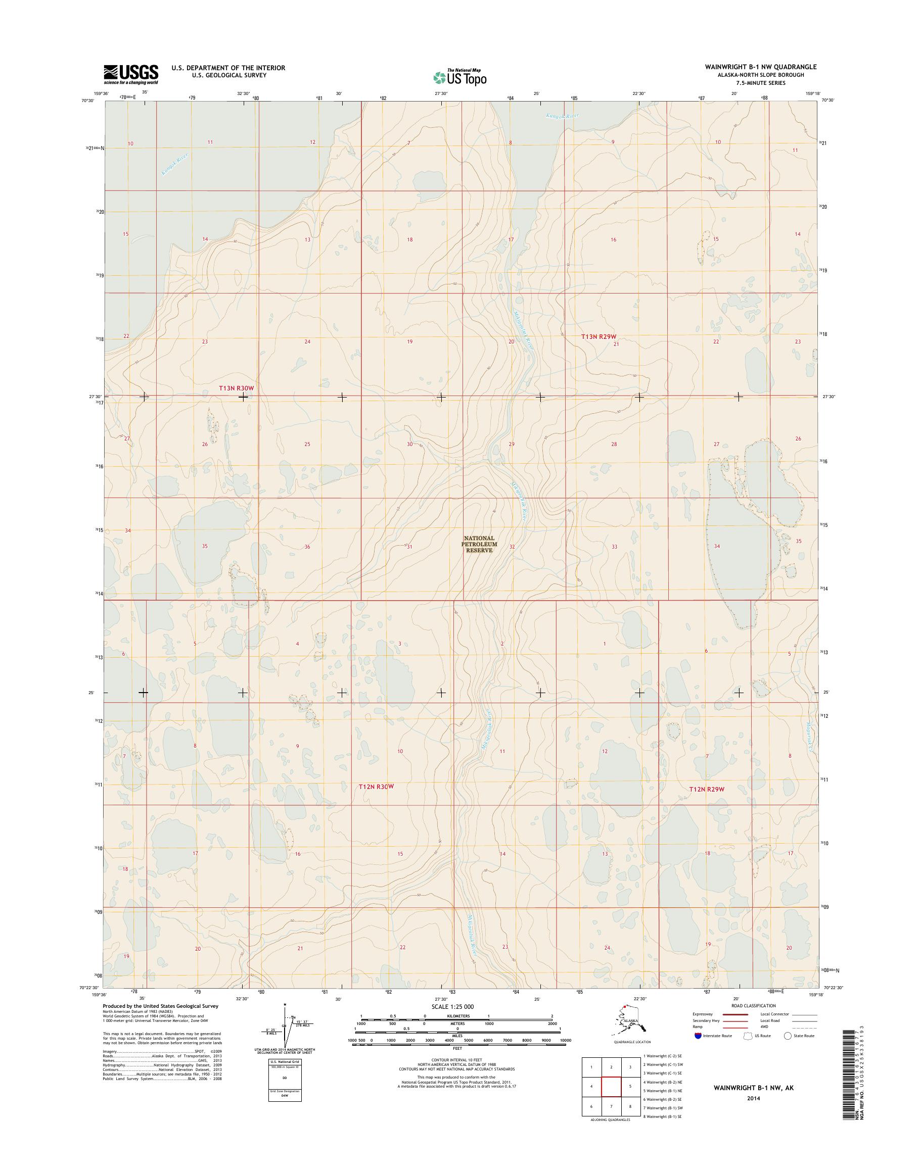Wainwright B-1 NW Alaska US Topo Map – MyTopo Map Store