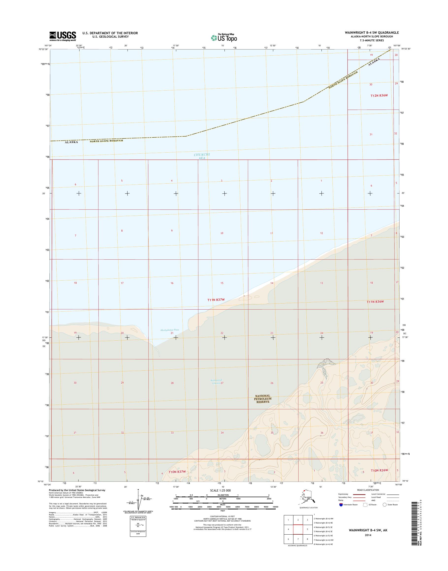 Wainwright B-4 SW Alaska US Topo Map – MyTopo Map Store