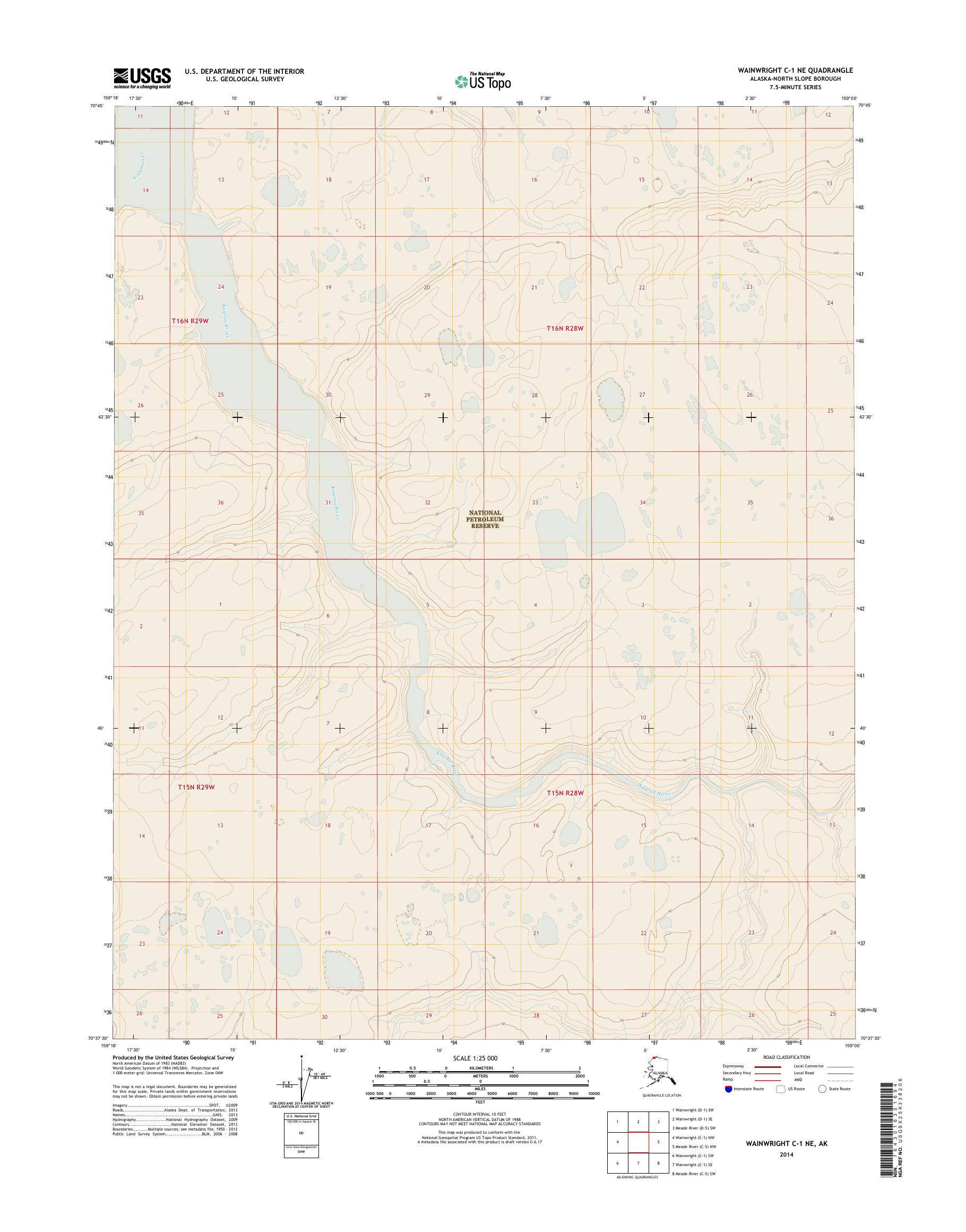 Wainwright C-1 NE Alaska US Topo Map – MyTopo Map Store