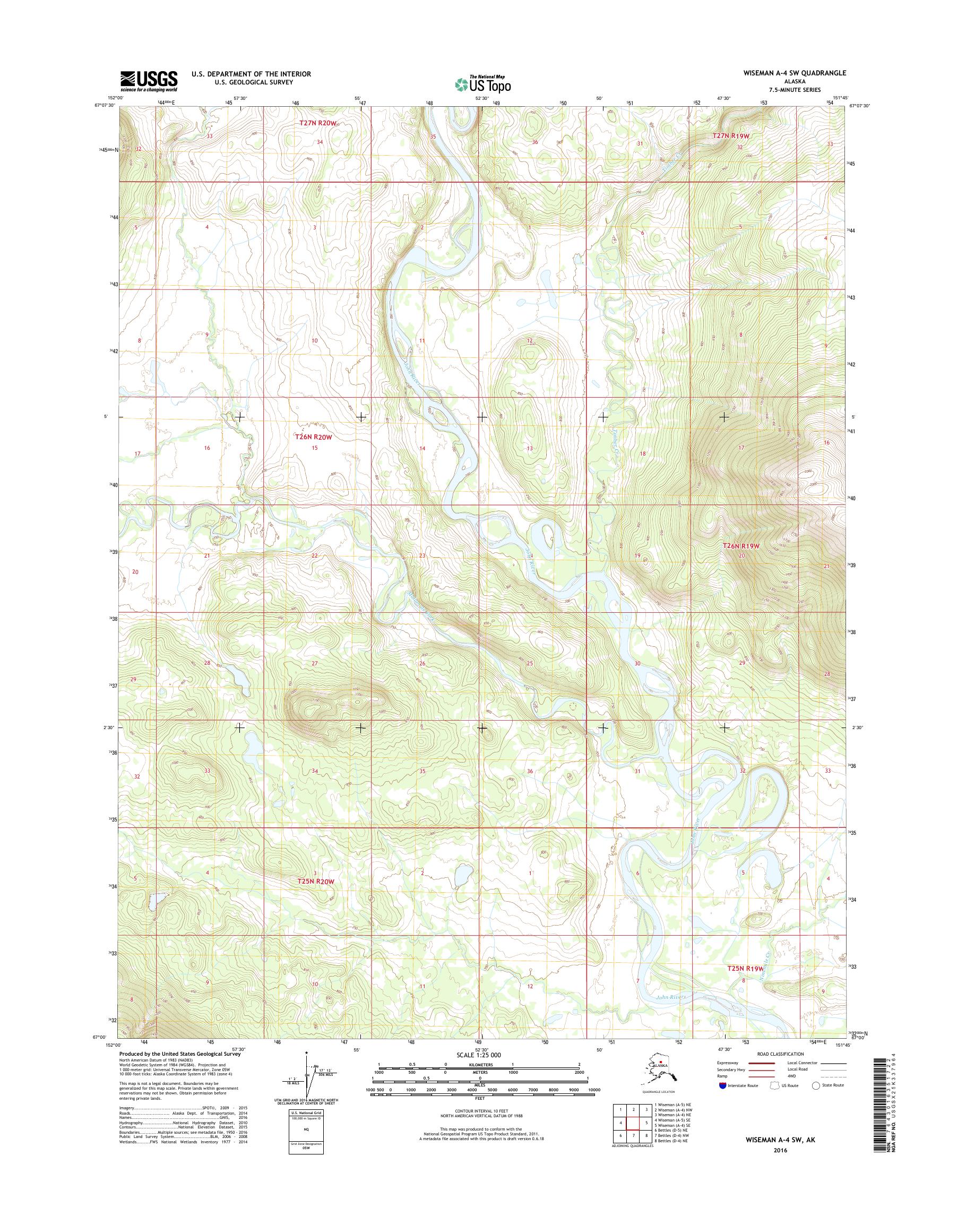 Wiseman A-4 SW Alaska US Topo Map – MyTopo Map Store
