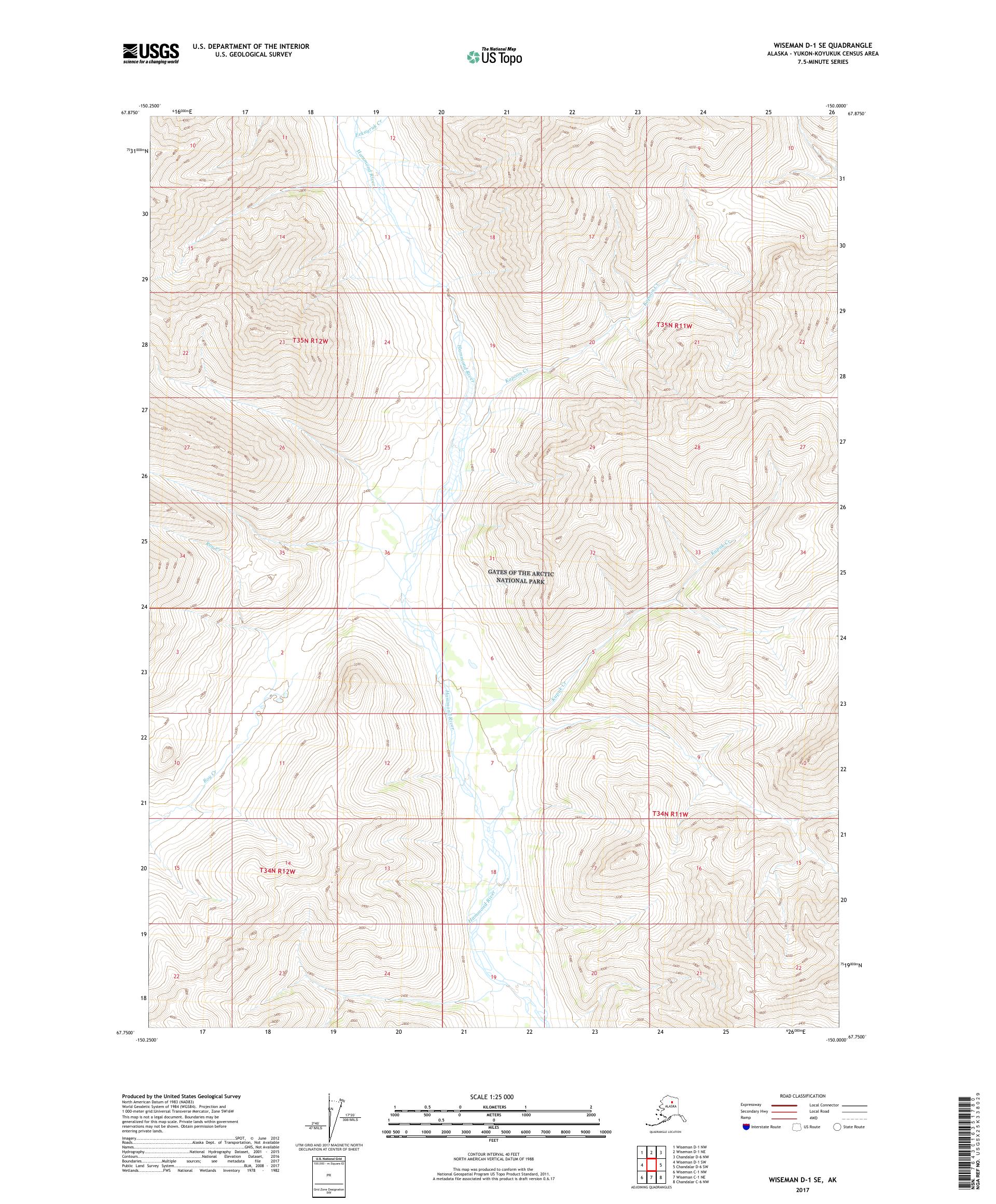 Wiseman D-1 SE Alaska US Topo Map – MyTopo Map Store