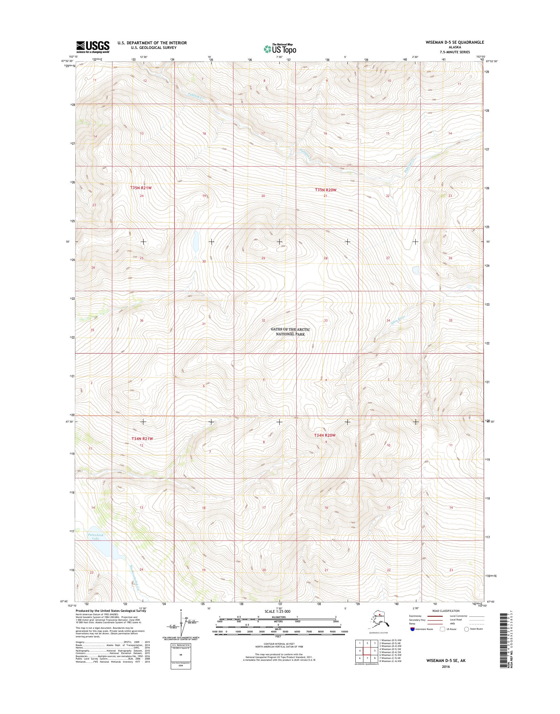 Wiseman D-5 SE Alaska US Topo Map – MyTopo Map Store