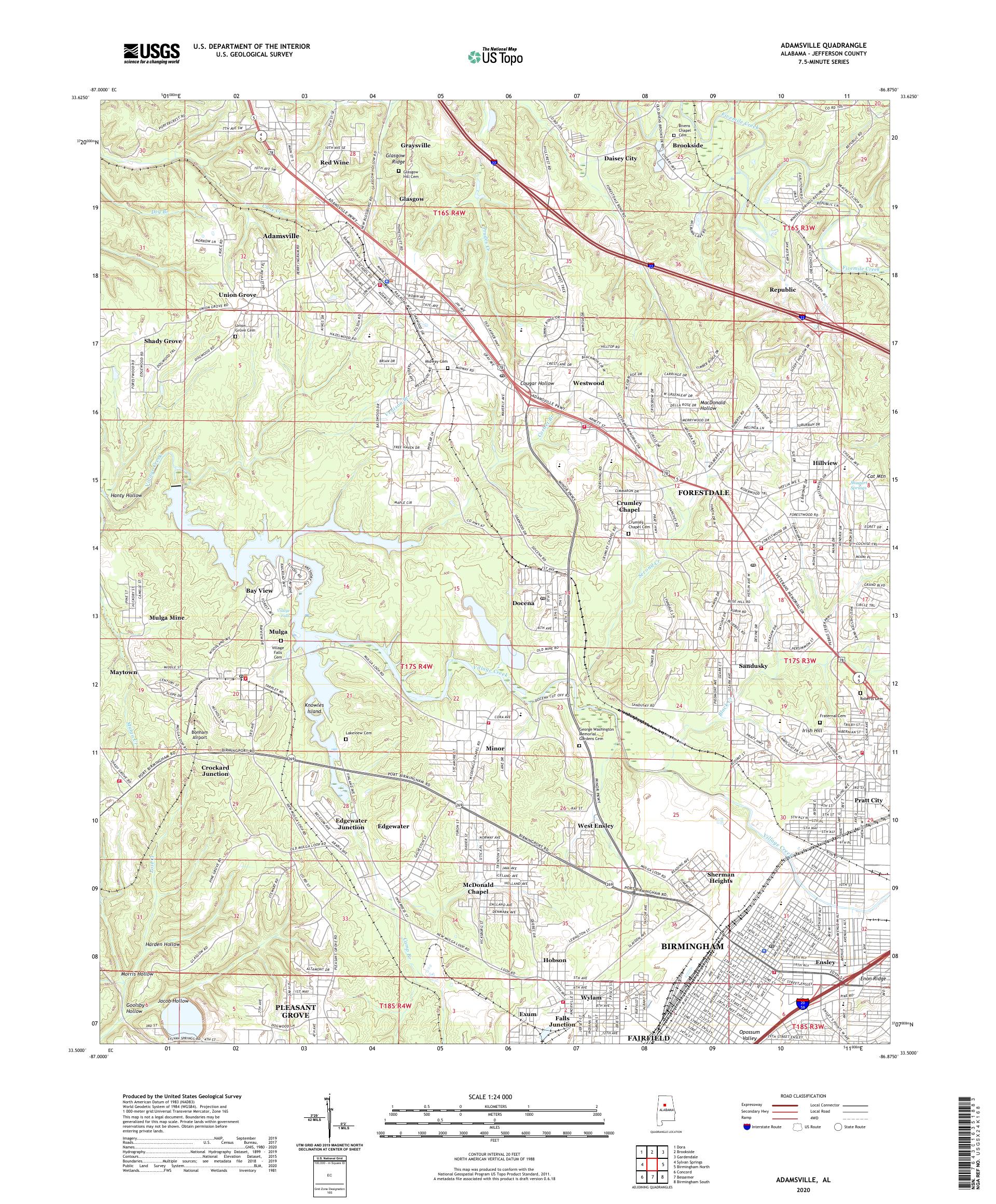 Adamsville Alabama US Topo Map – MyTopo Map Store
