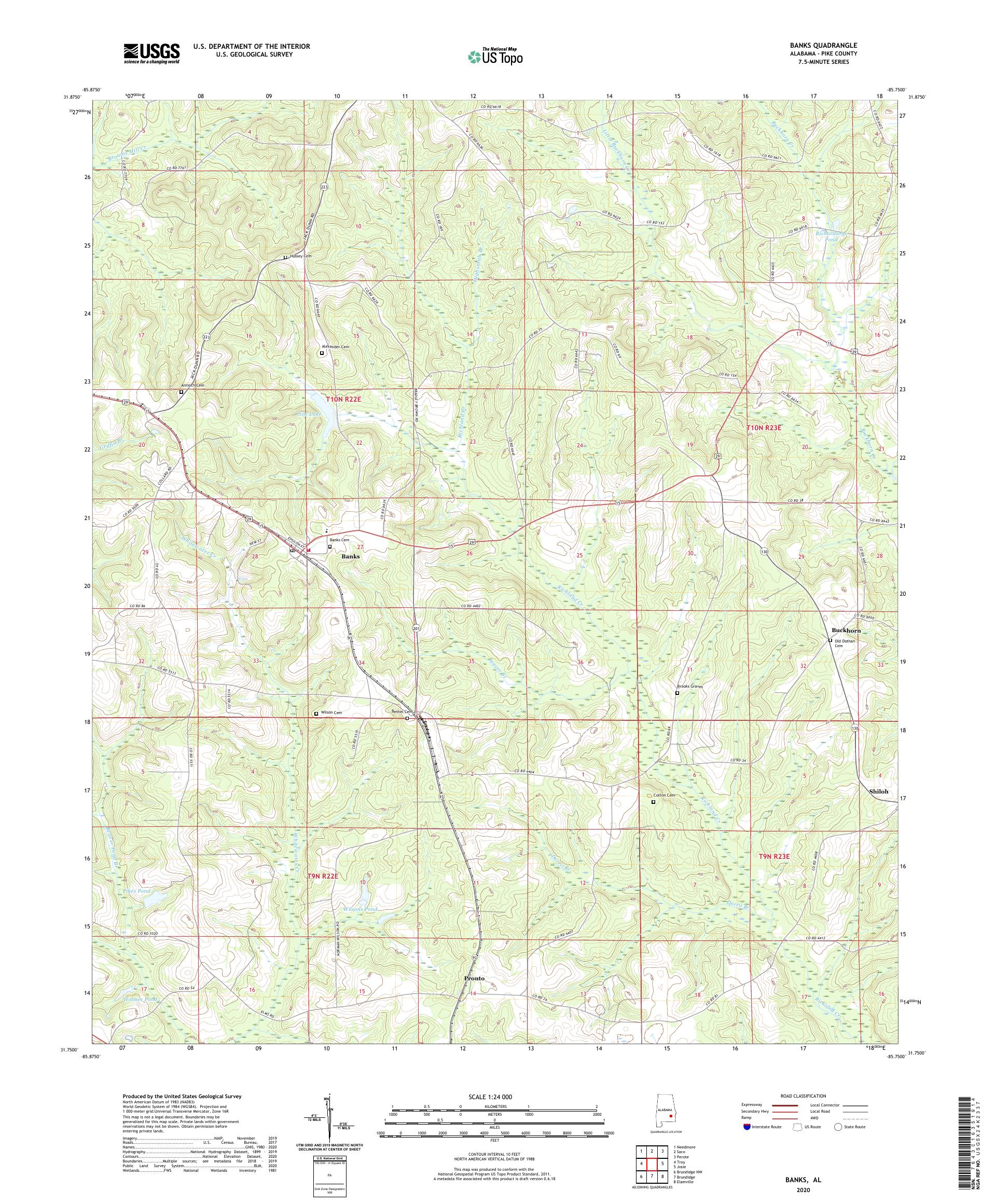 Banks Alabama US Topo Map – MyTopo Map Store