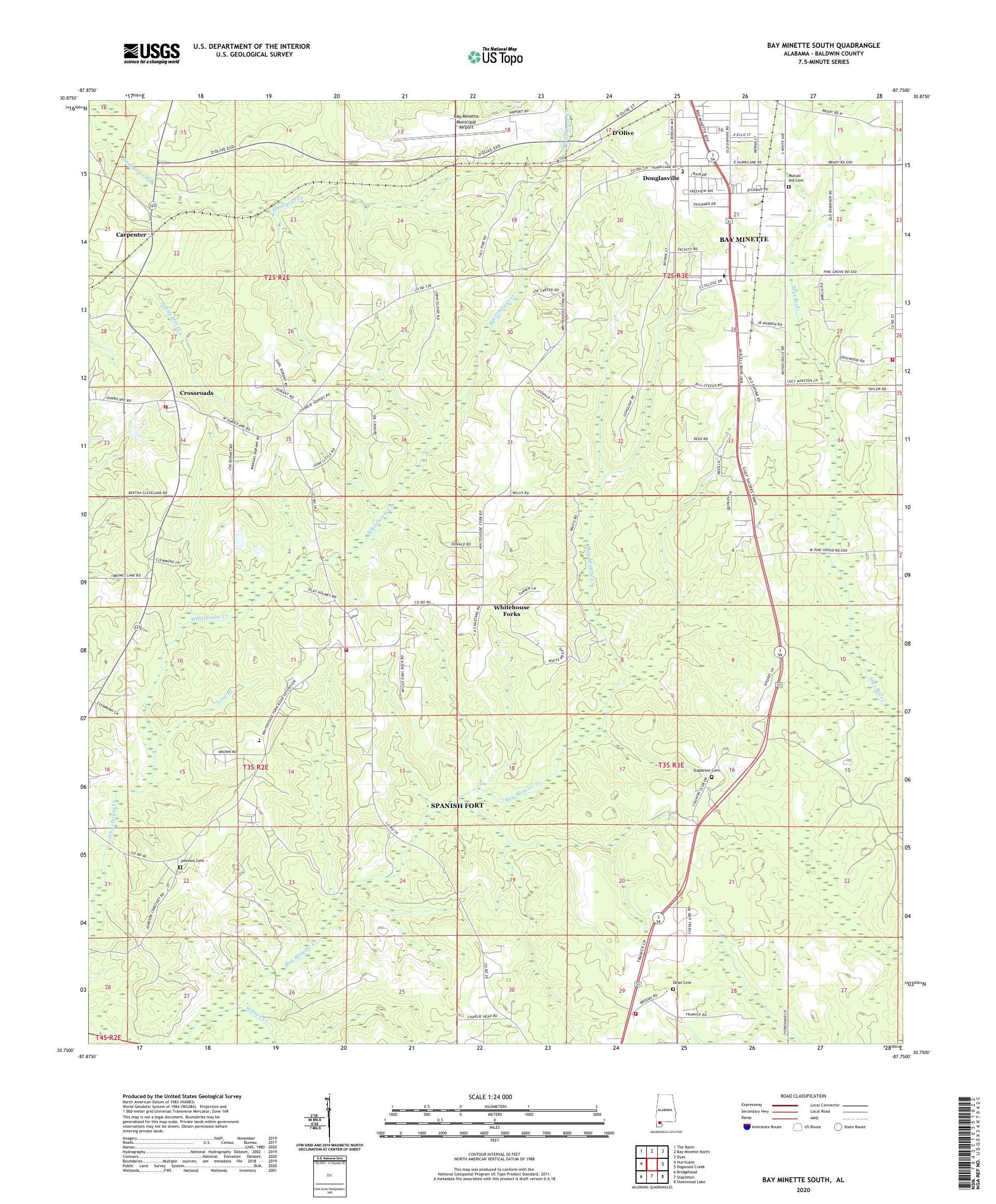 Bay Minette South Alabama US Topo Map – MyTopo Map Store