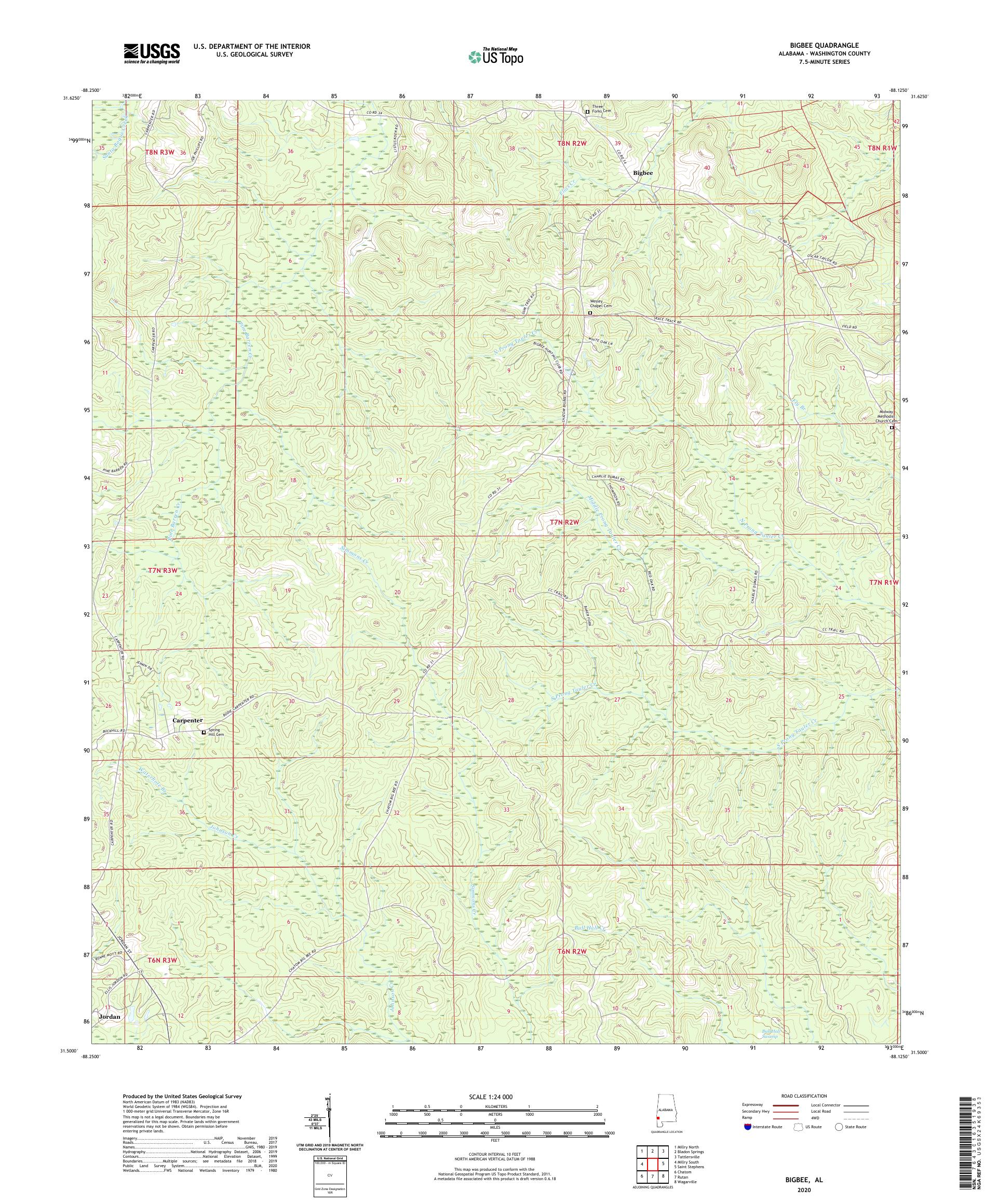 Bigbee Alabama US Topo Map – MyTopo Map Store