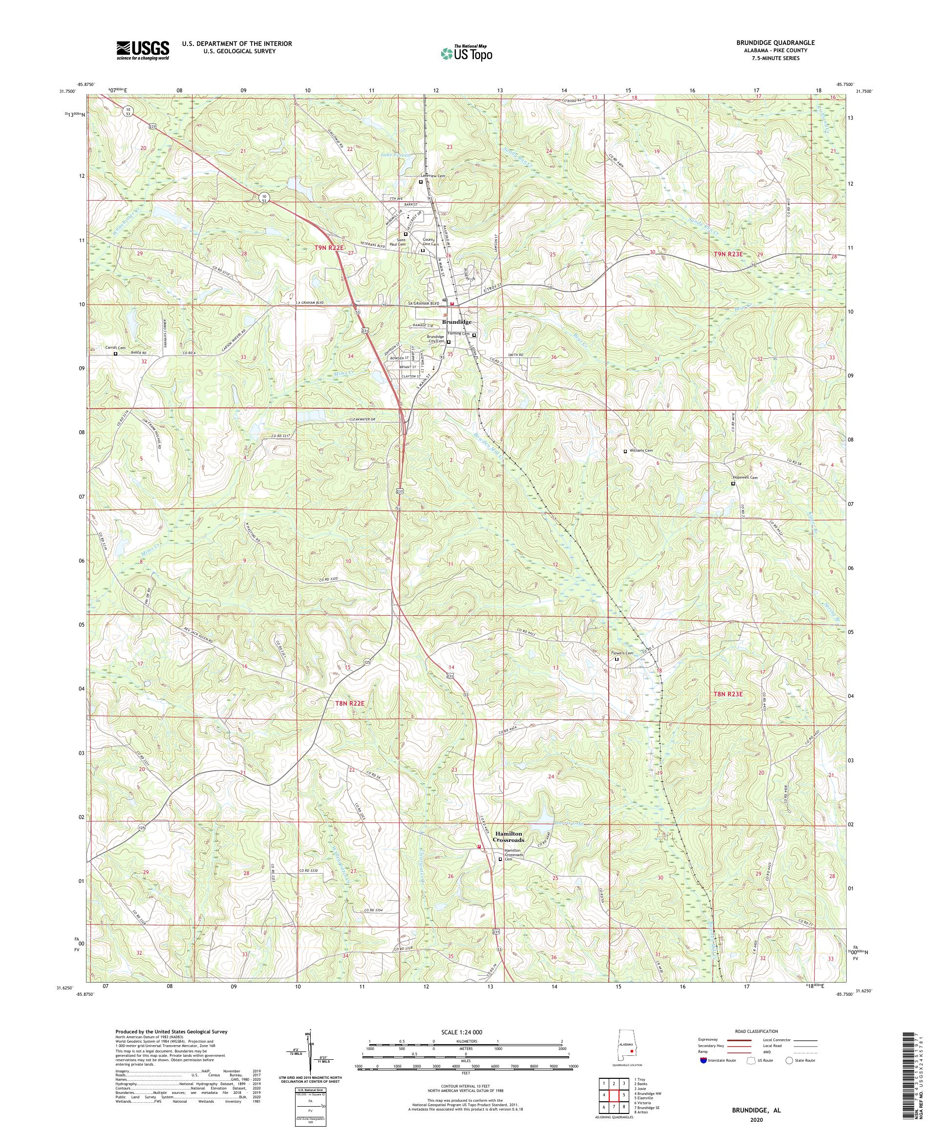 Brundidge Alabama US Topo Map – MyTopo Map Store