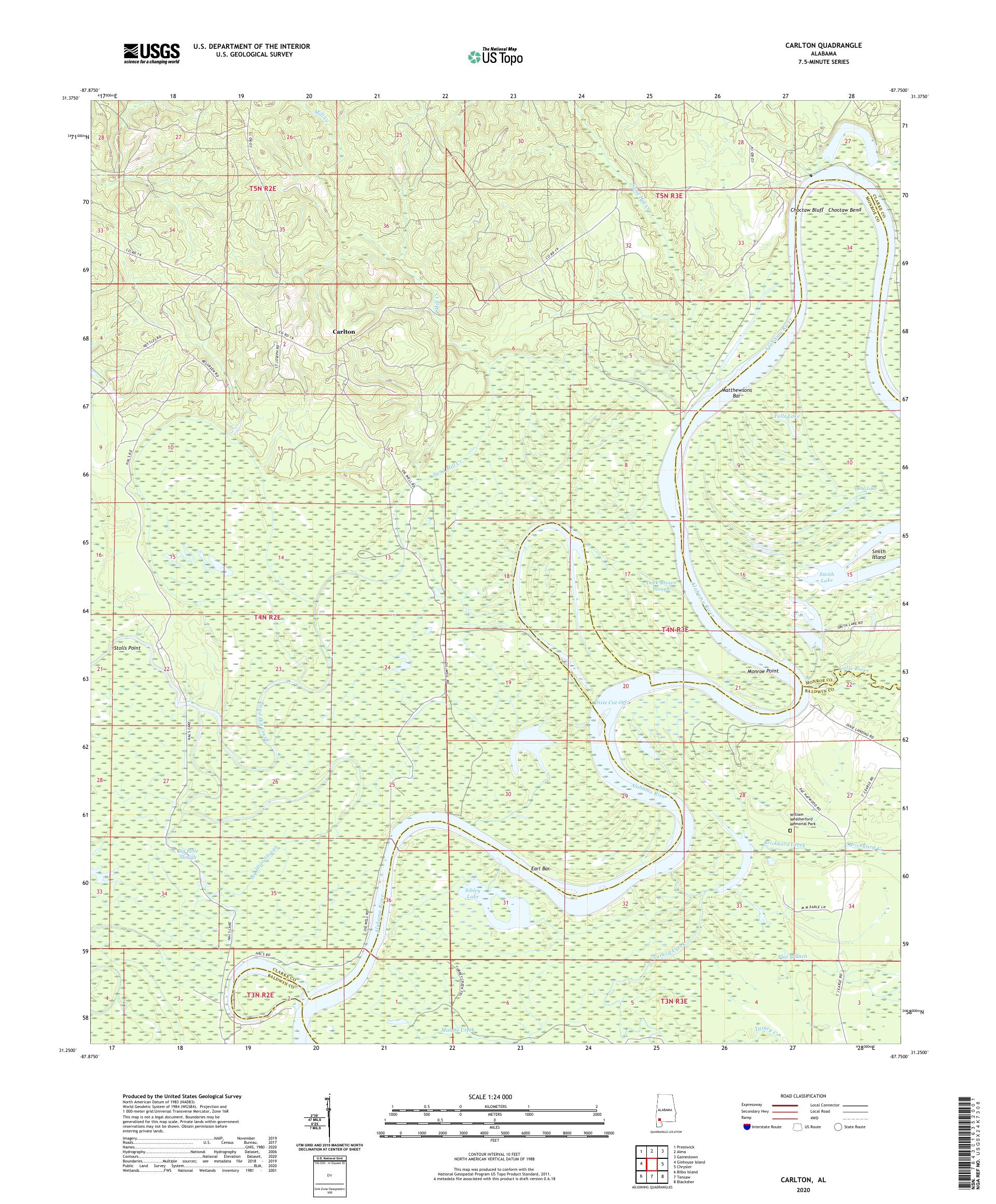 Carlton Alabama US Topo Map – MyTopo Map Store