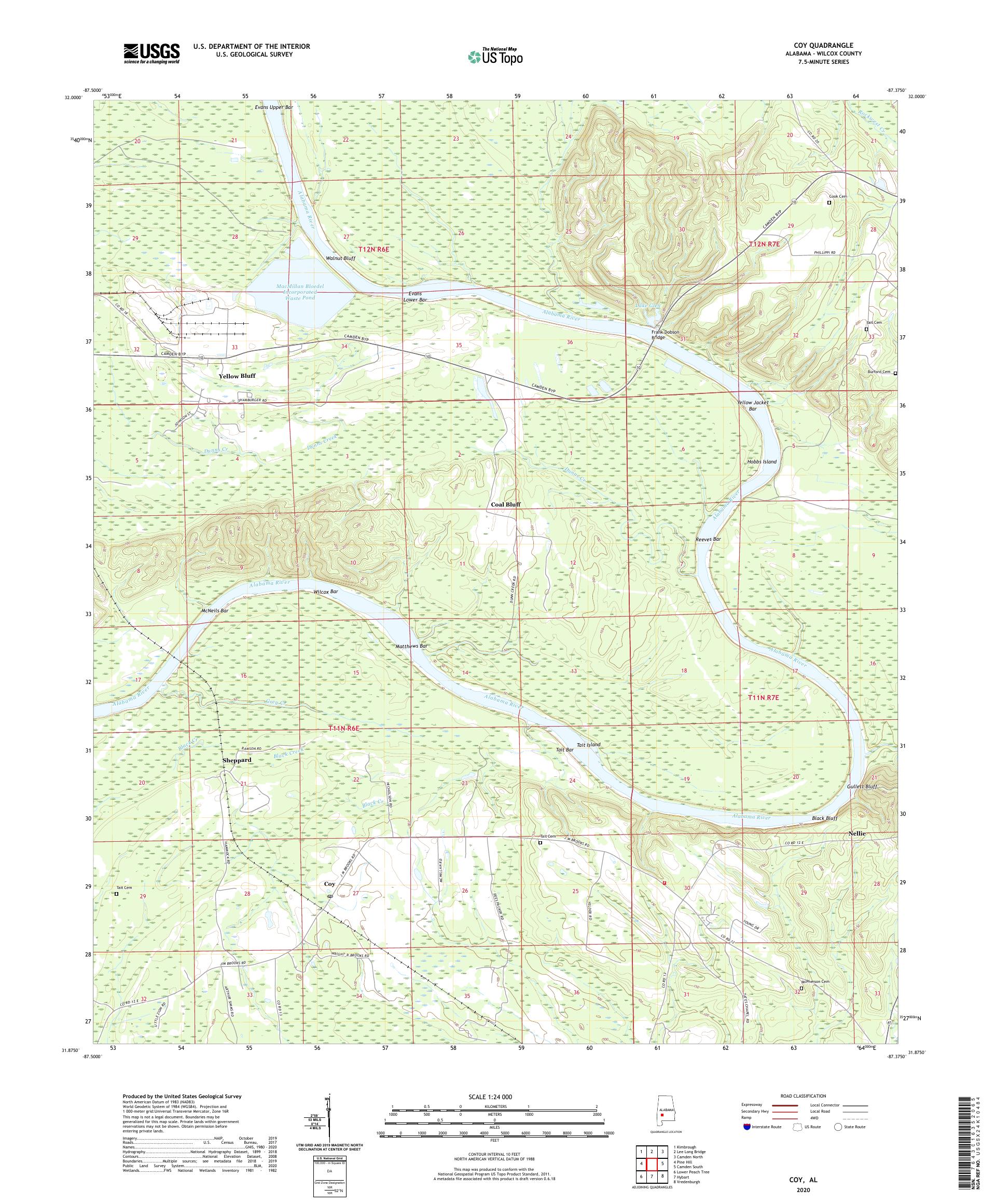 Coy Alabama US Topo Map – MyTopo Map Store