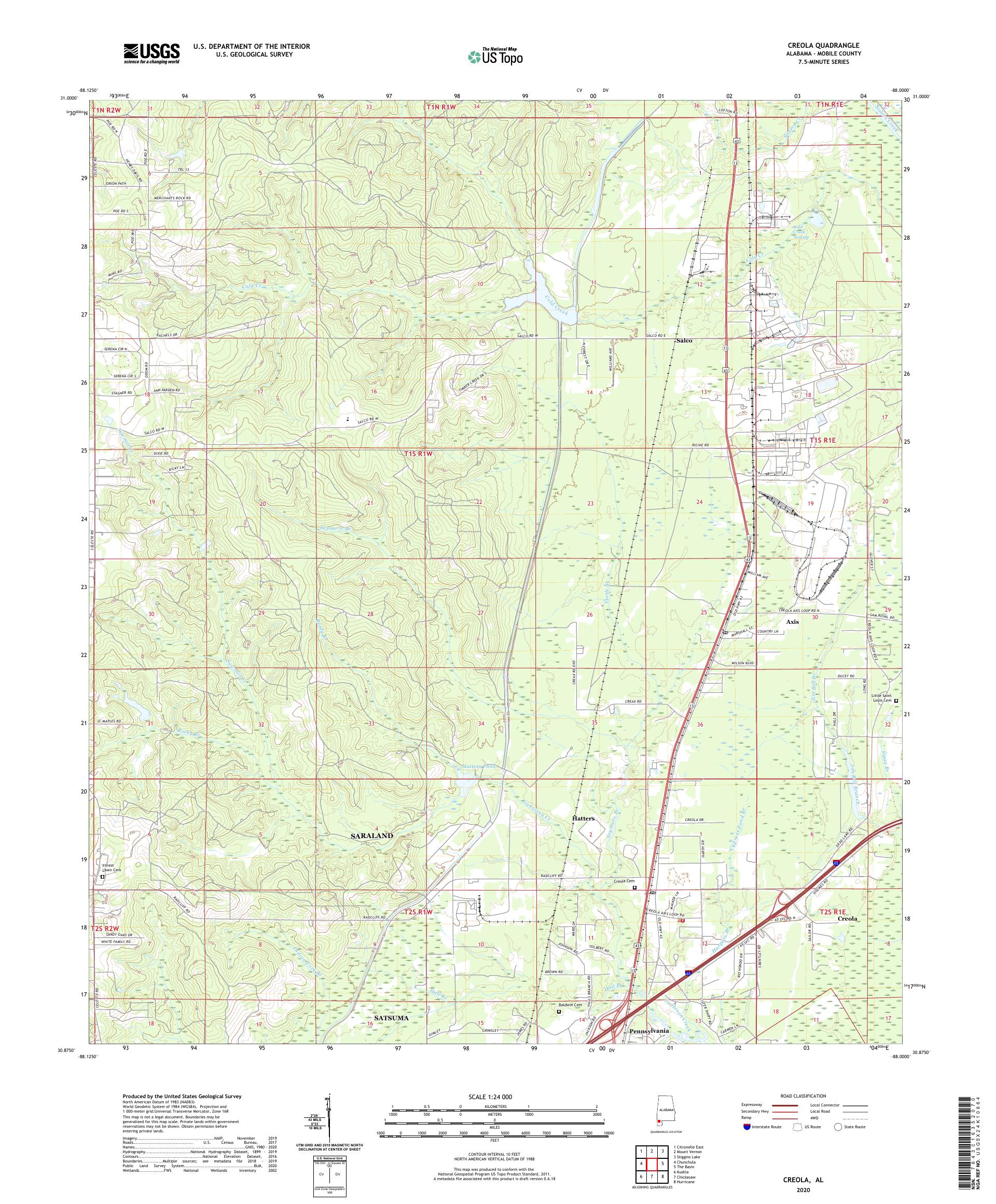 Creola Alabama US Topo Map – MyTopo Map Store