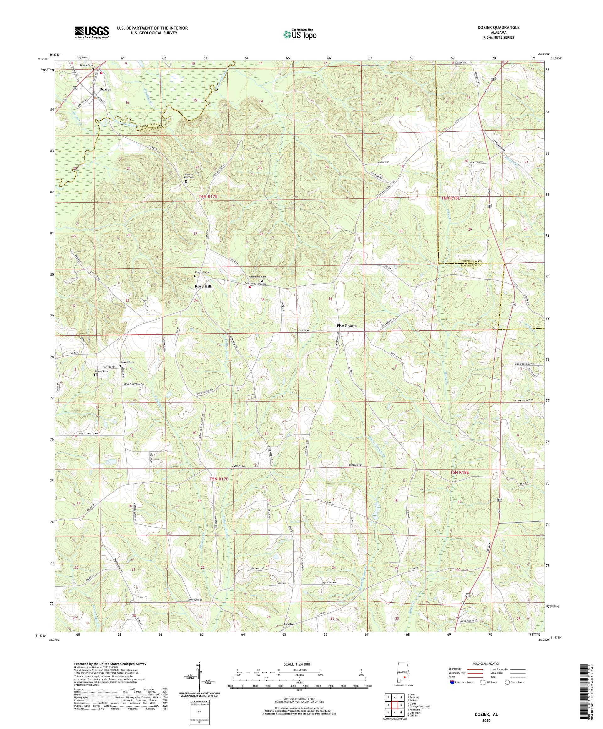 Dozier Alabama US Topo Map – MyTopo Map Store