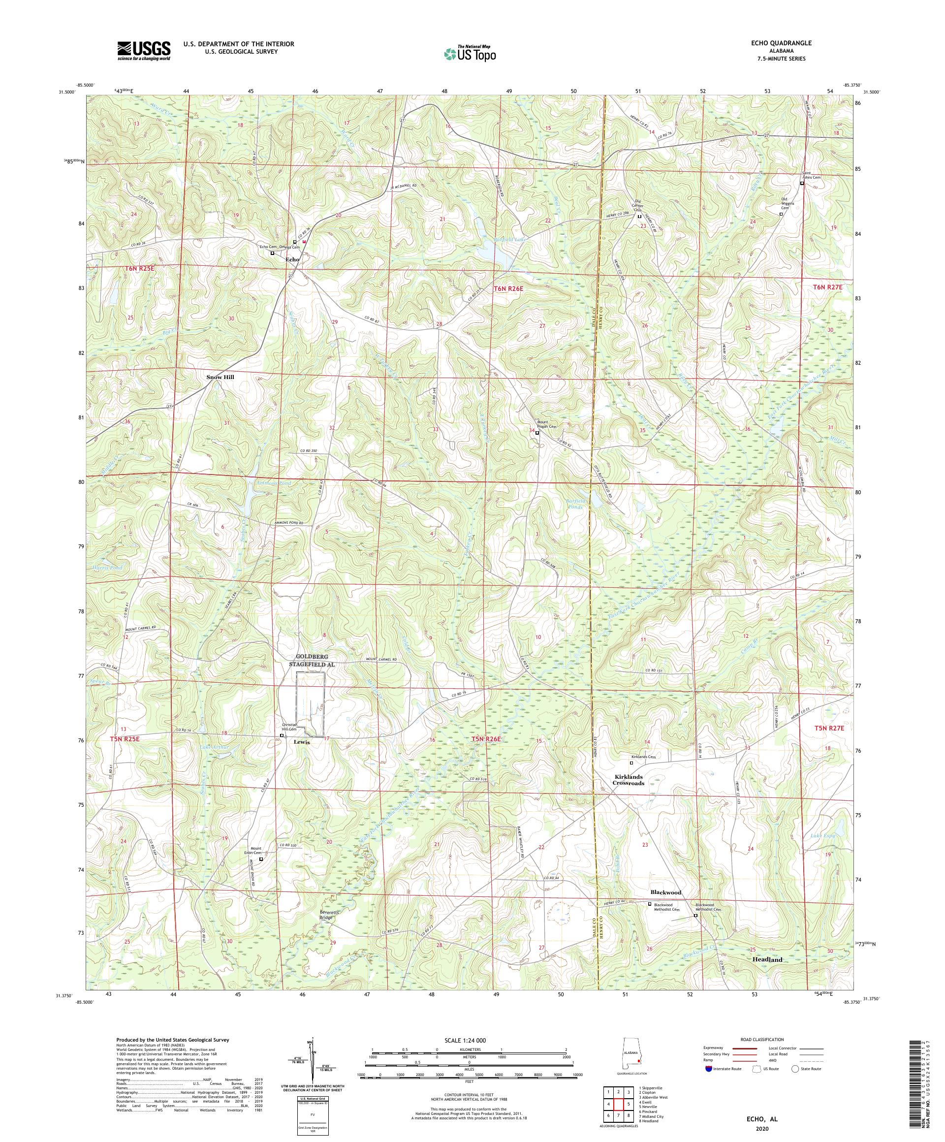 Echo Alabama US Topo Map – MyTopo Map Store