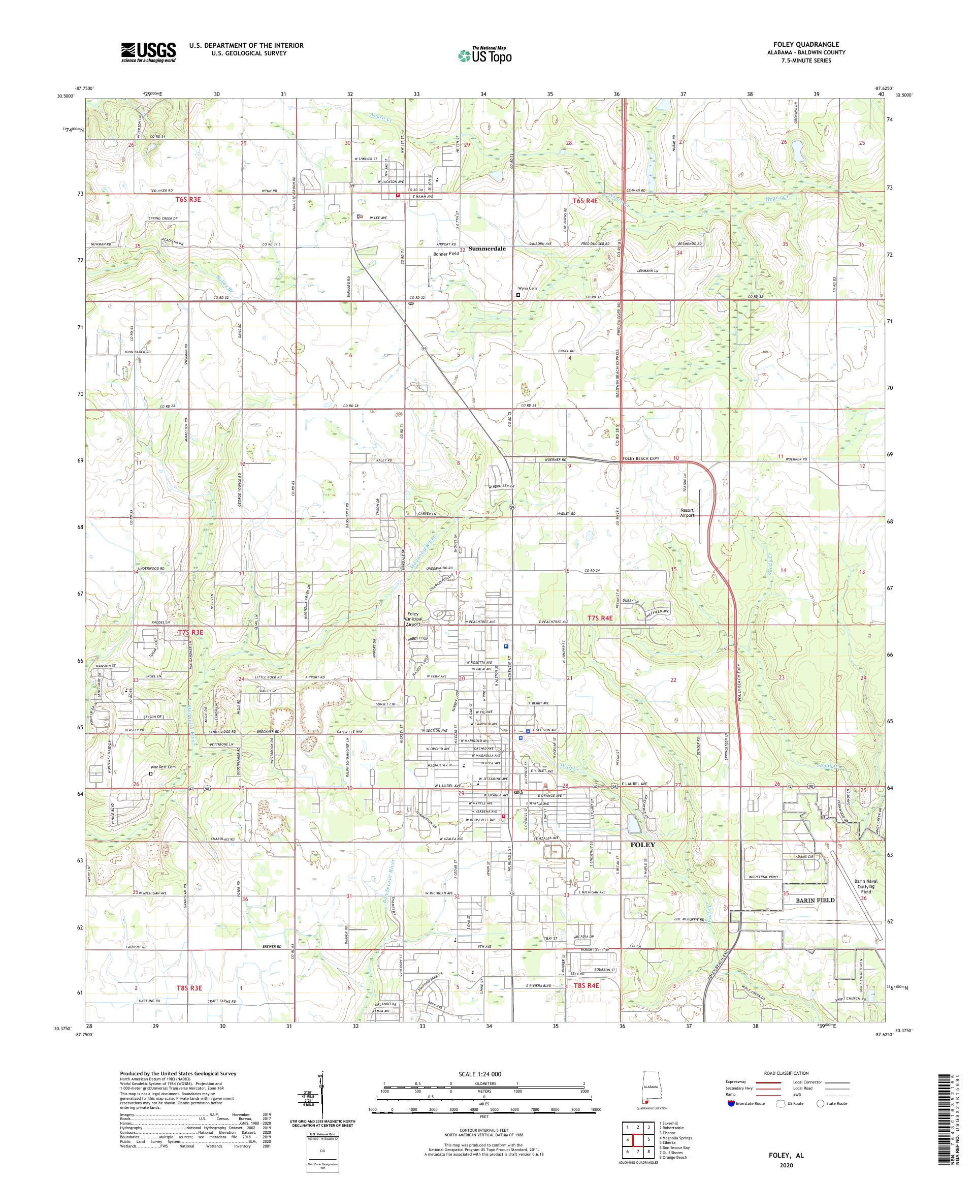 Foley Alabama US Topo Map – MyTopo Map Store