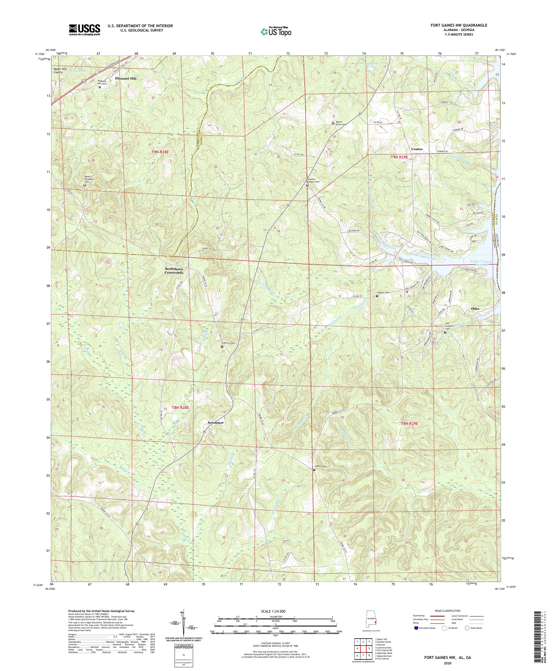 Fort Gaines NW Alabama US Topo Map – MyTopo Map Store