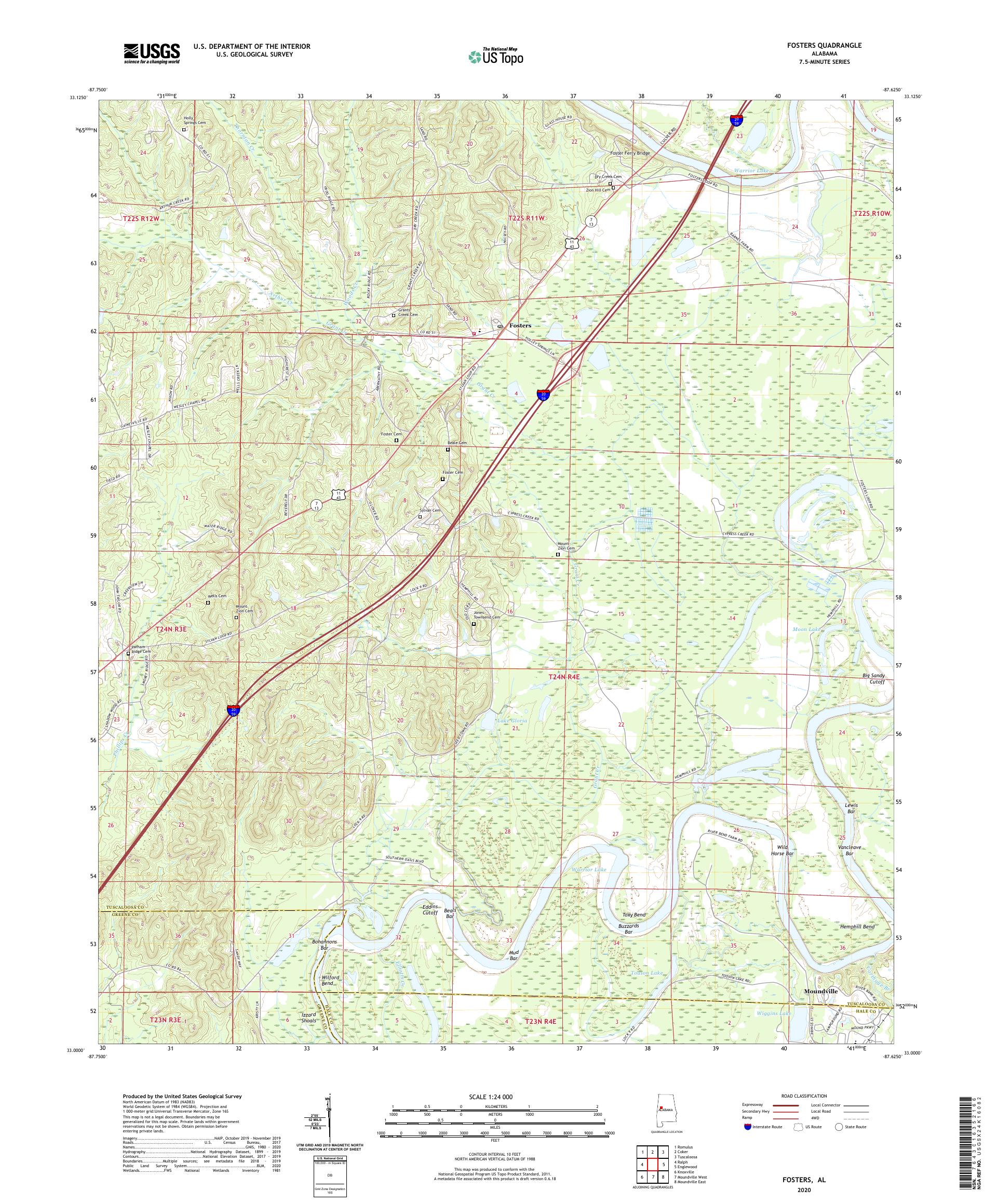 Fosters Alabama US Topo Map – MyTopo Map Store