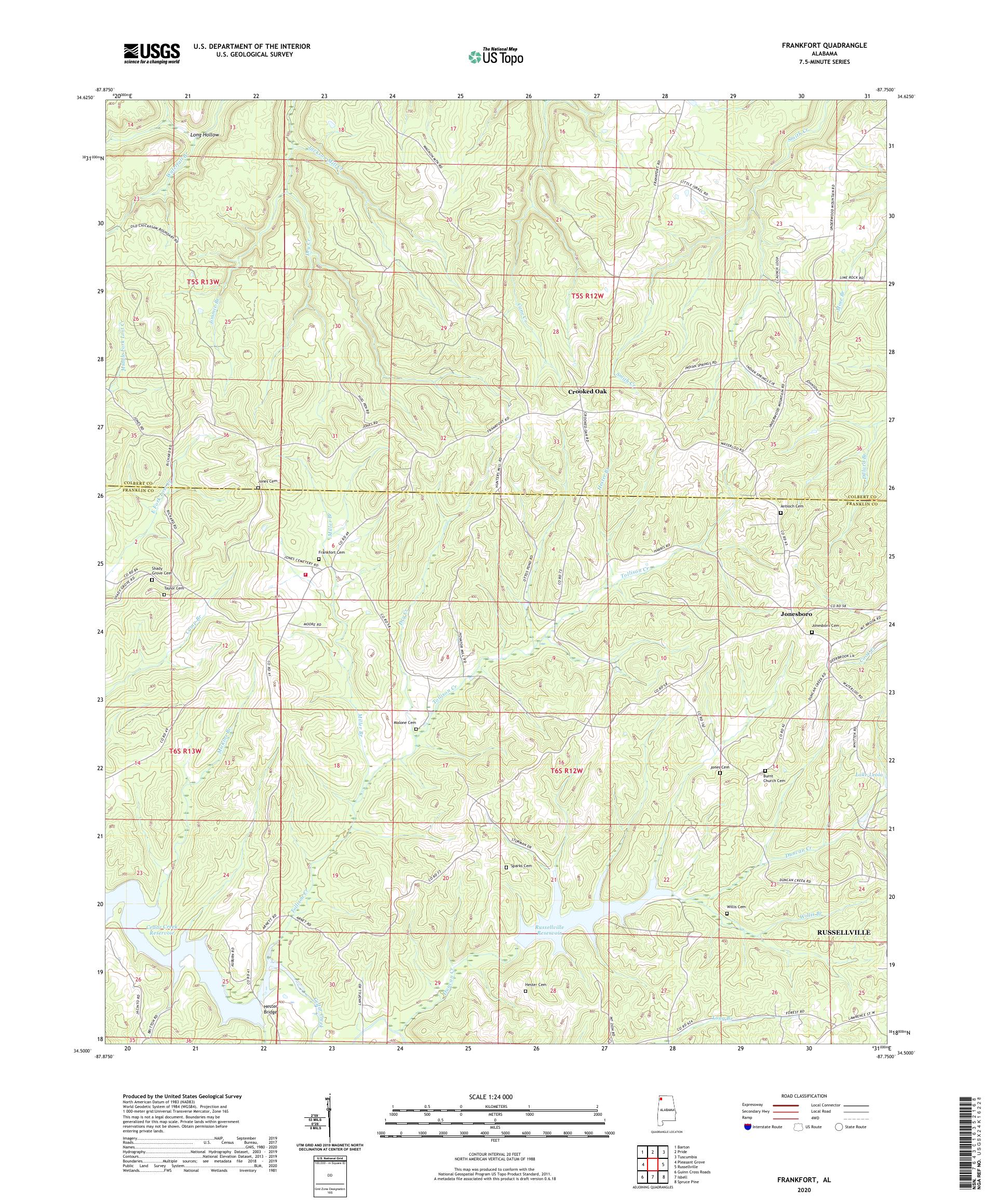 Frankfort Alabama US Topo Map – MyTopo Map Store