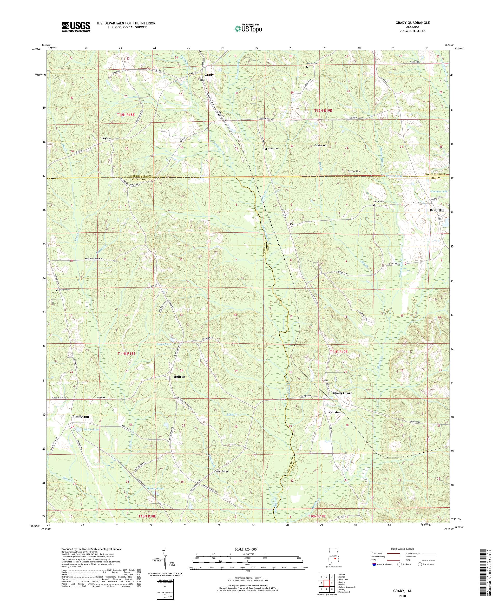 Grady Alabama US Topo Map – MyTopo Map Store