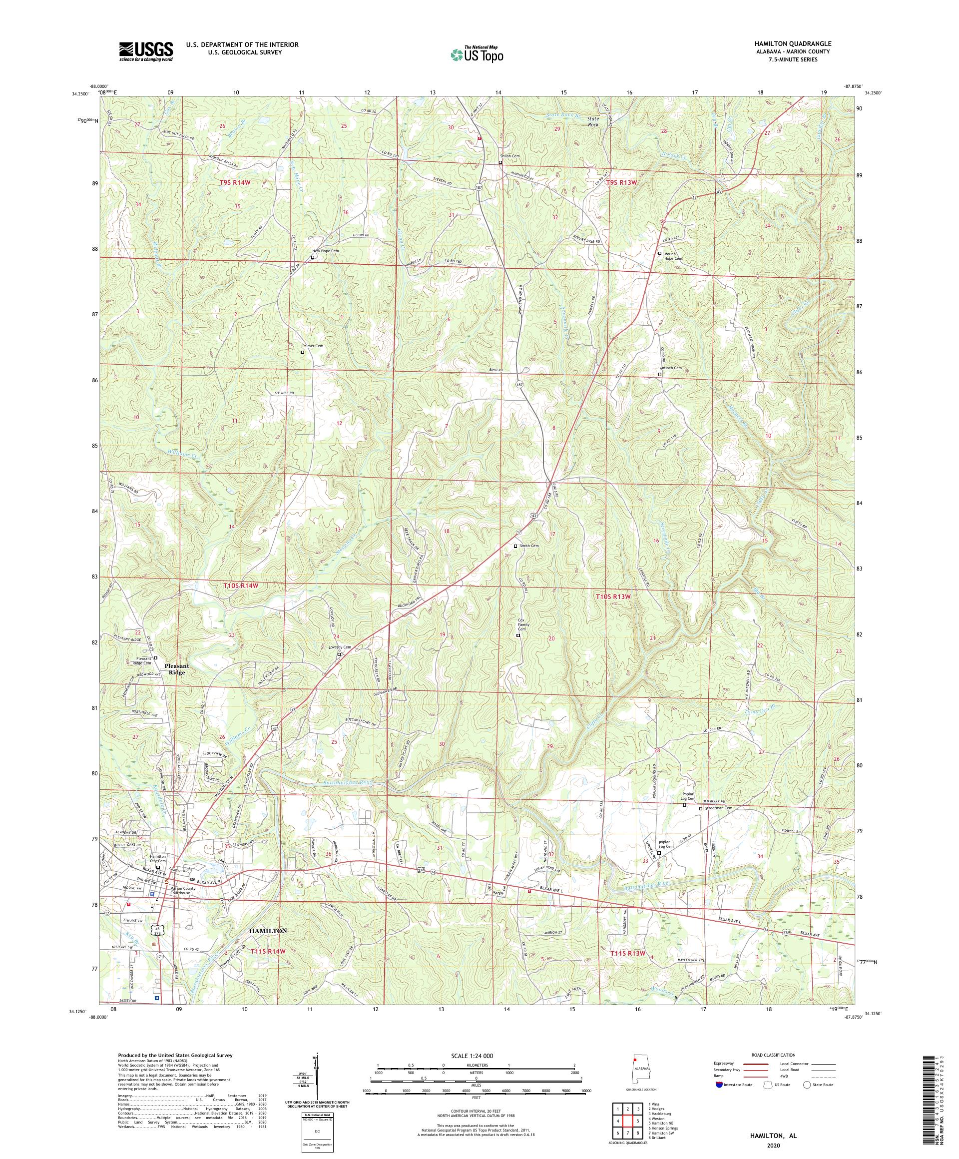 Hamilton Alabama US Topo Map – MyTopo Map Store