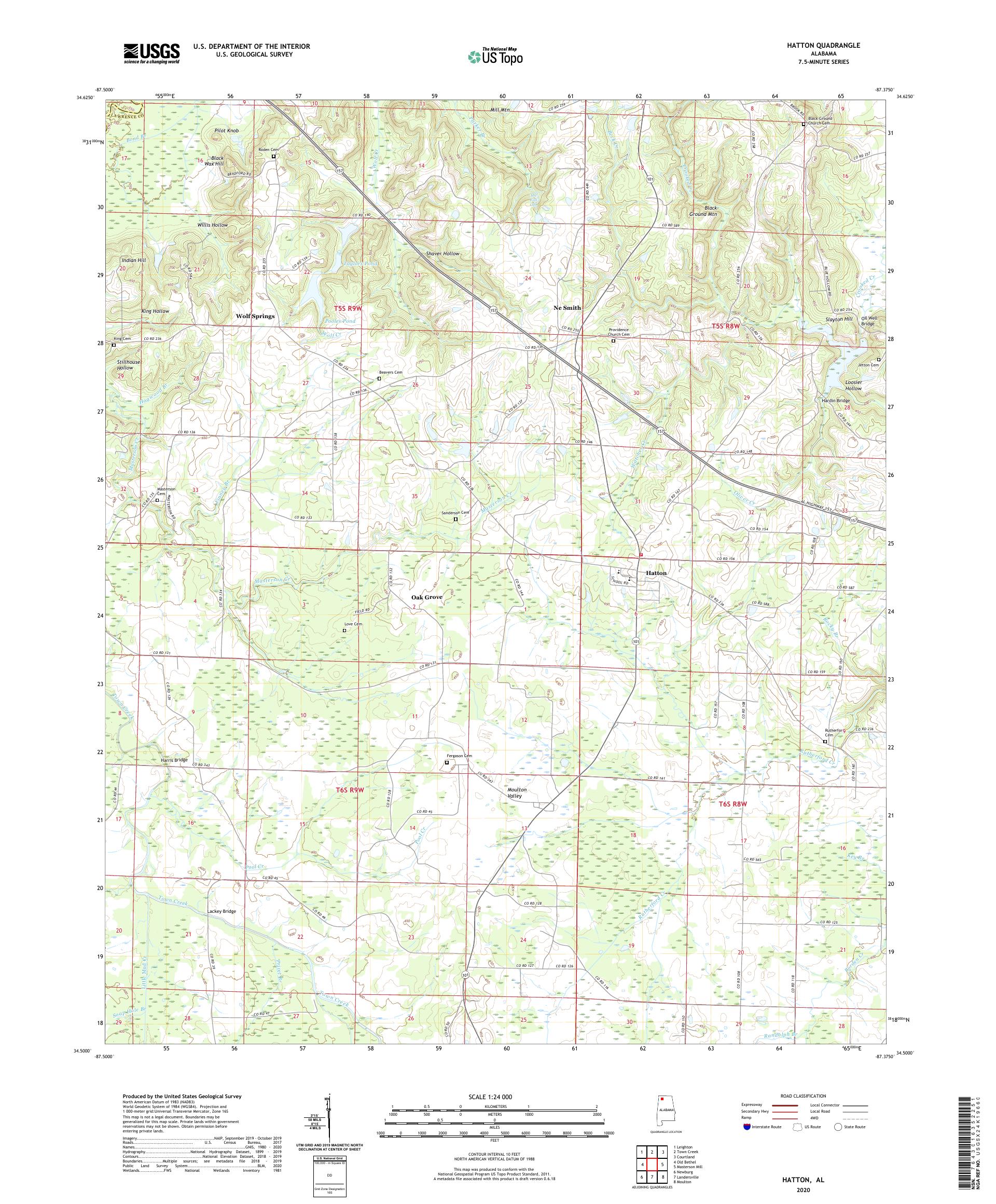 Hatton Alabama US Topo Map – MyTopo Map Store