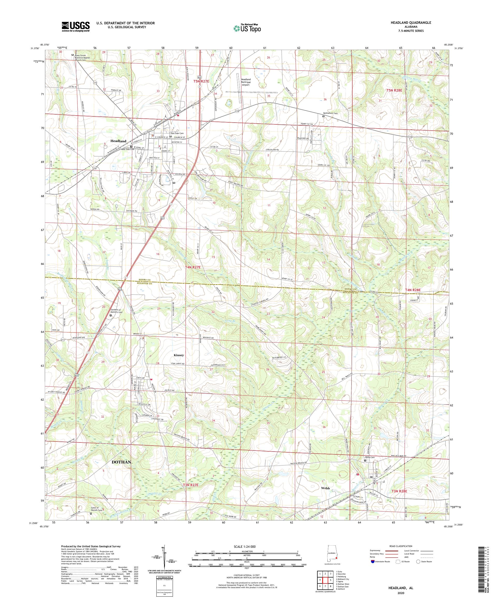 Headland Alabama US Topo Map – MyTopo Map Store