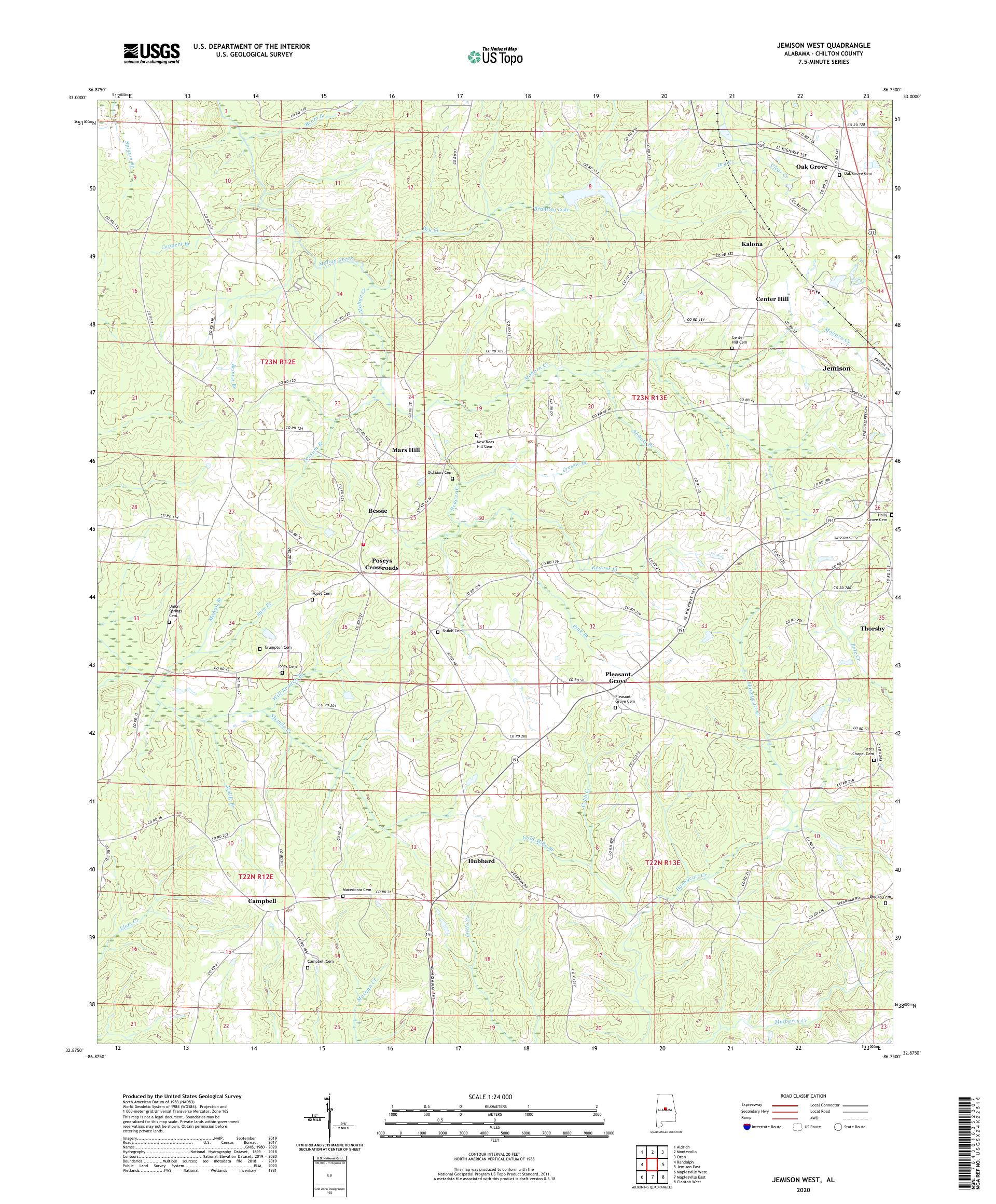 Jemison West Alabama US Topo Map – MyTopo Map Store