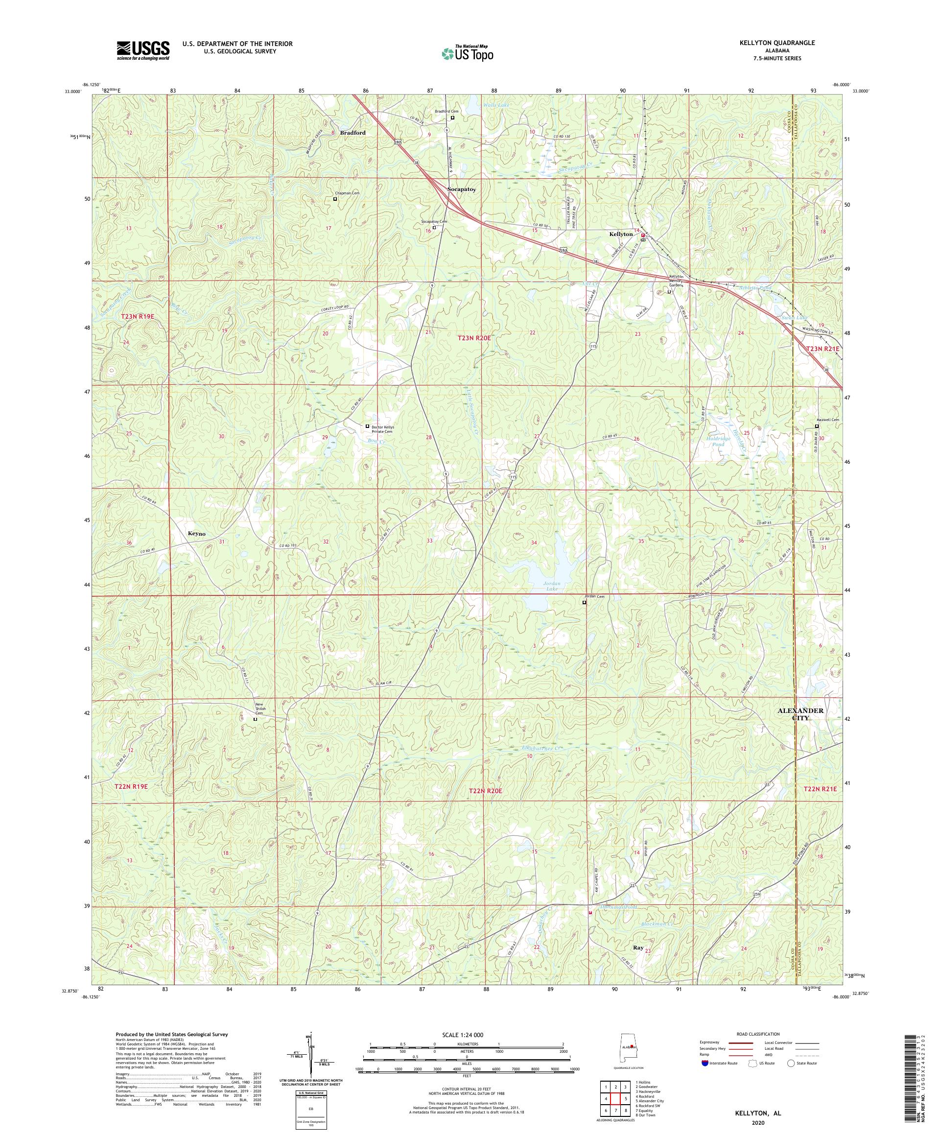 Kellyton Alabama US Topo Map – MyTopo Map Store