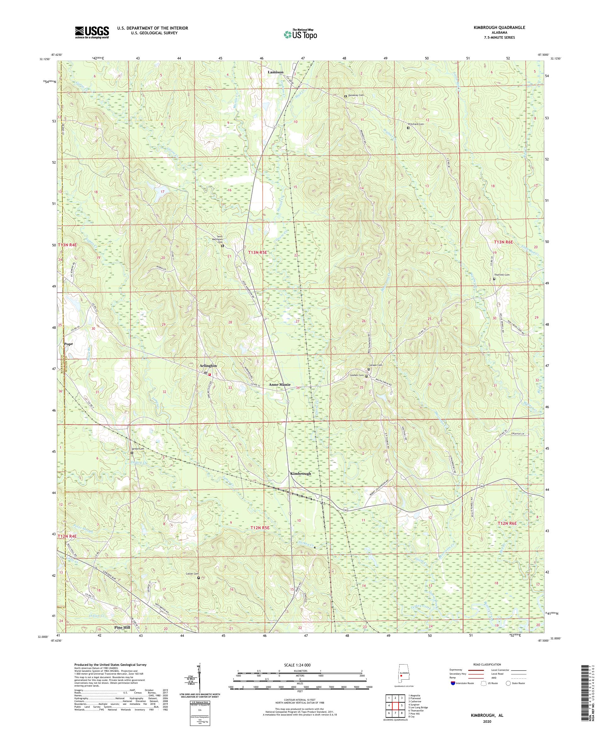 Kimbrough Alabama US Topo Map – MyTopo Map Store
