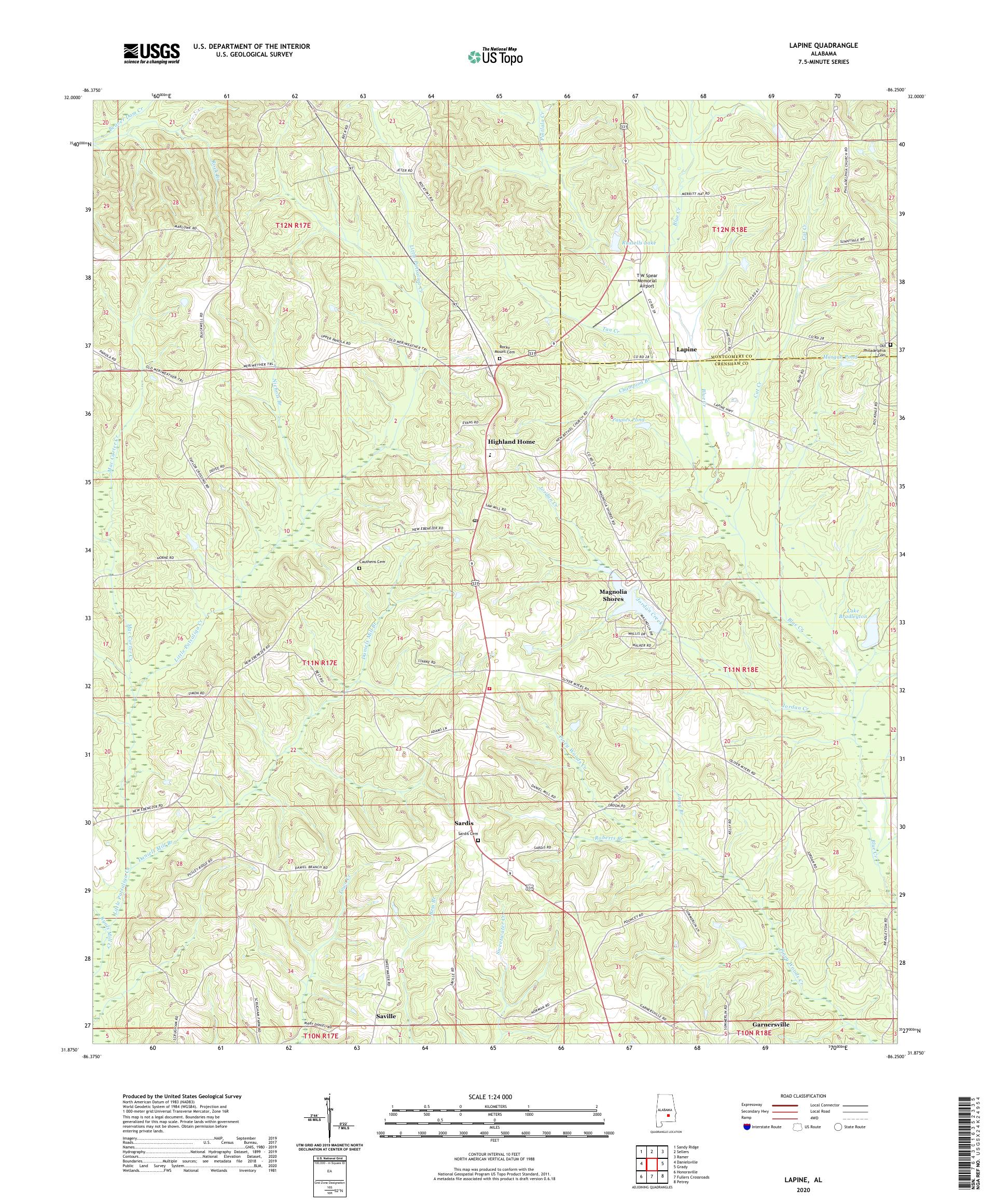 Lapine Alabama US Topo Map – MyTopo Map Store
