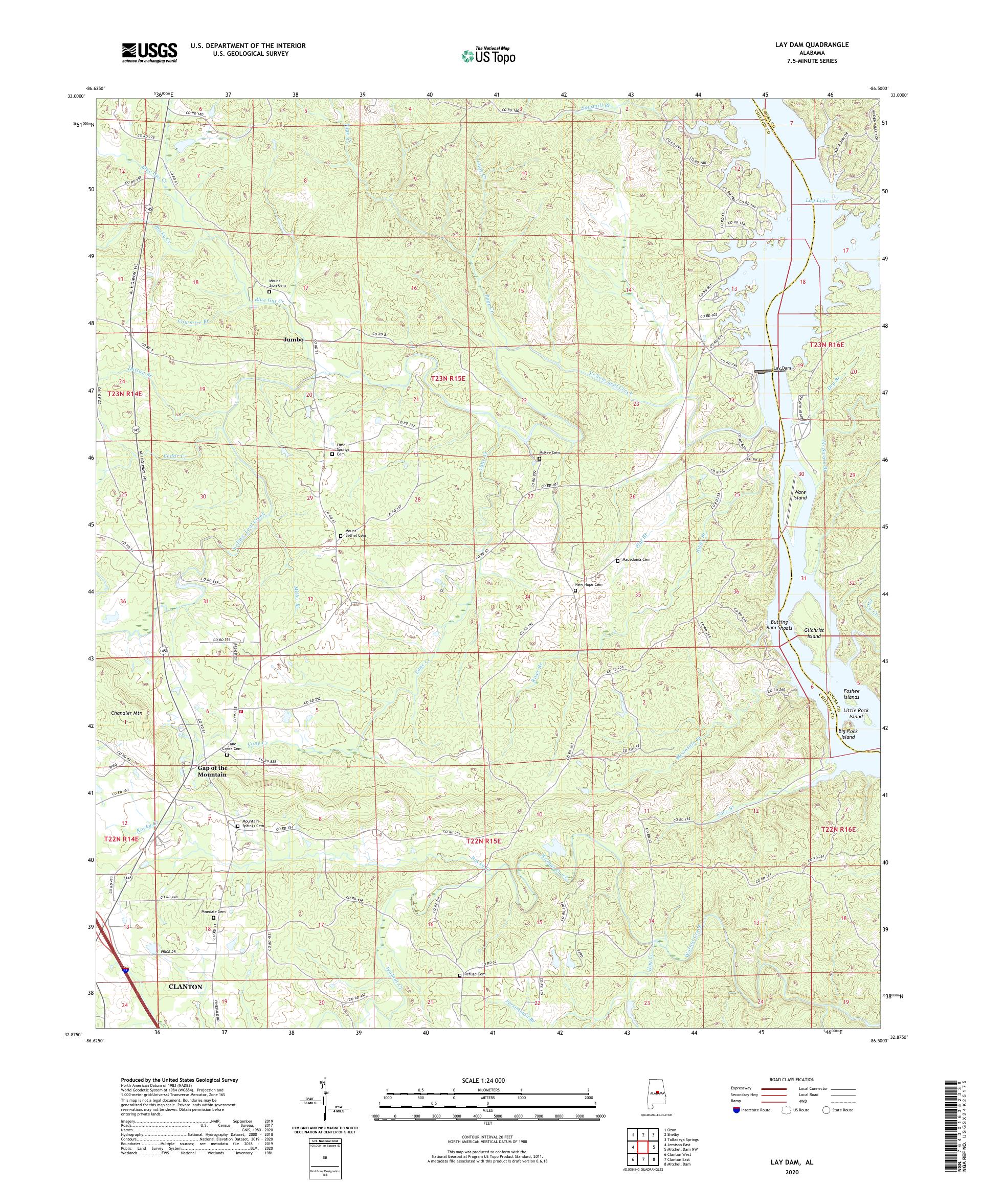 Lay Dam Alabama US Topo Map – MyTopo Map Store