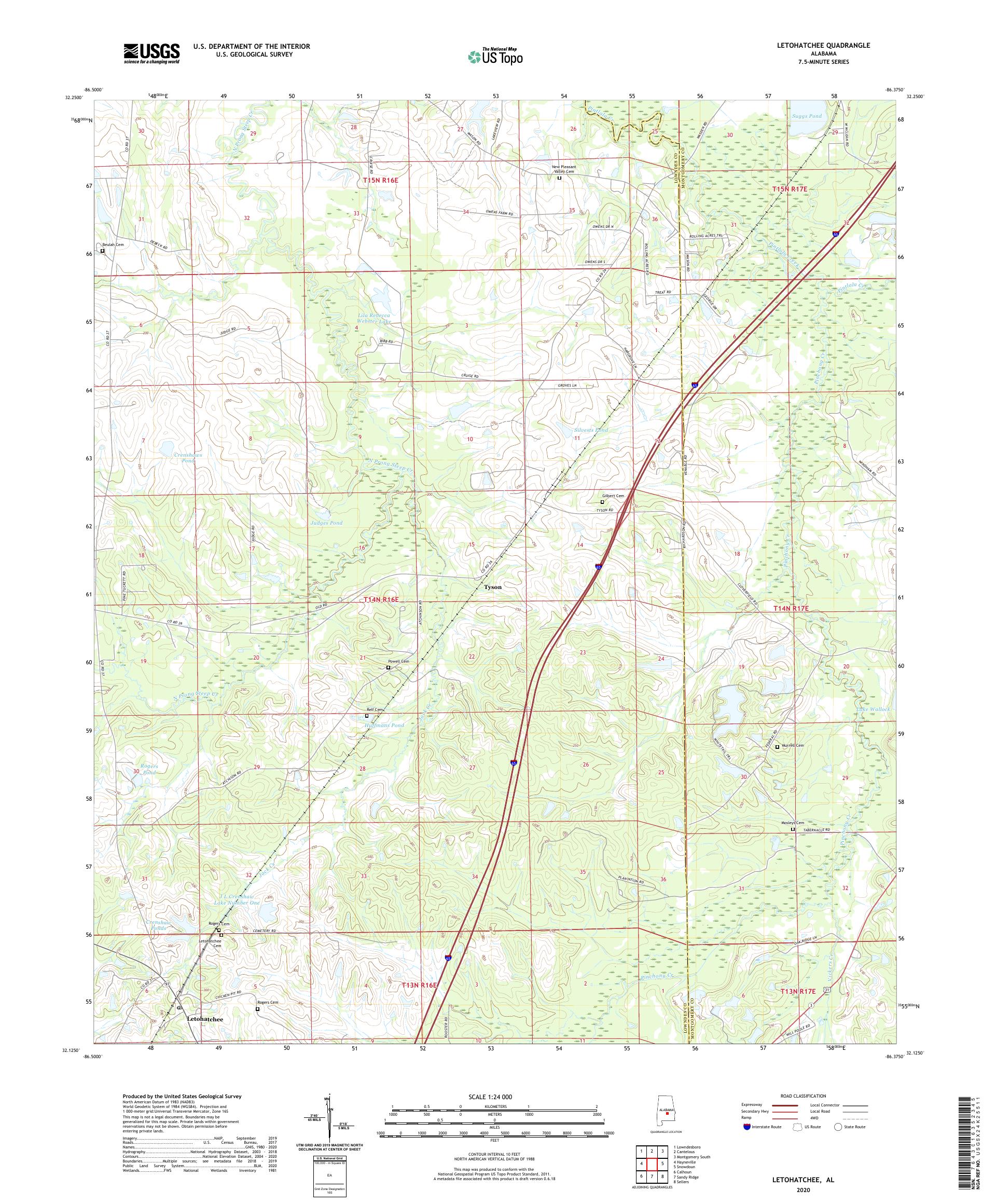 Letohatchee Alabama US Topo Map – MyTopo Map Store