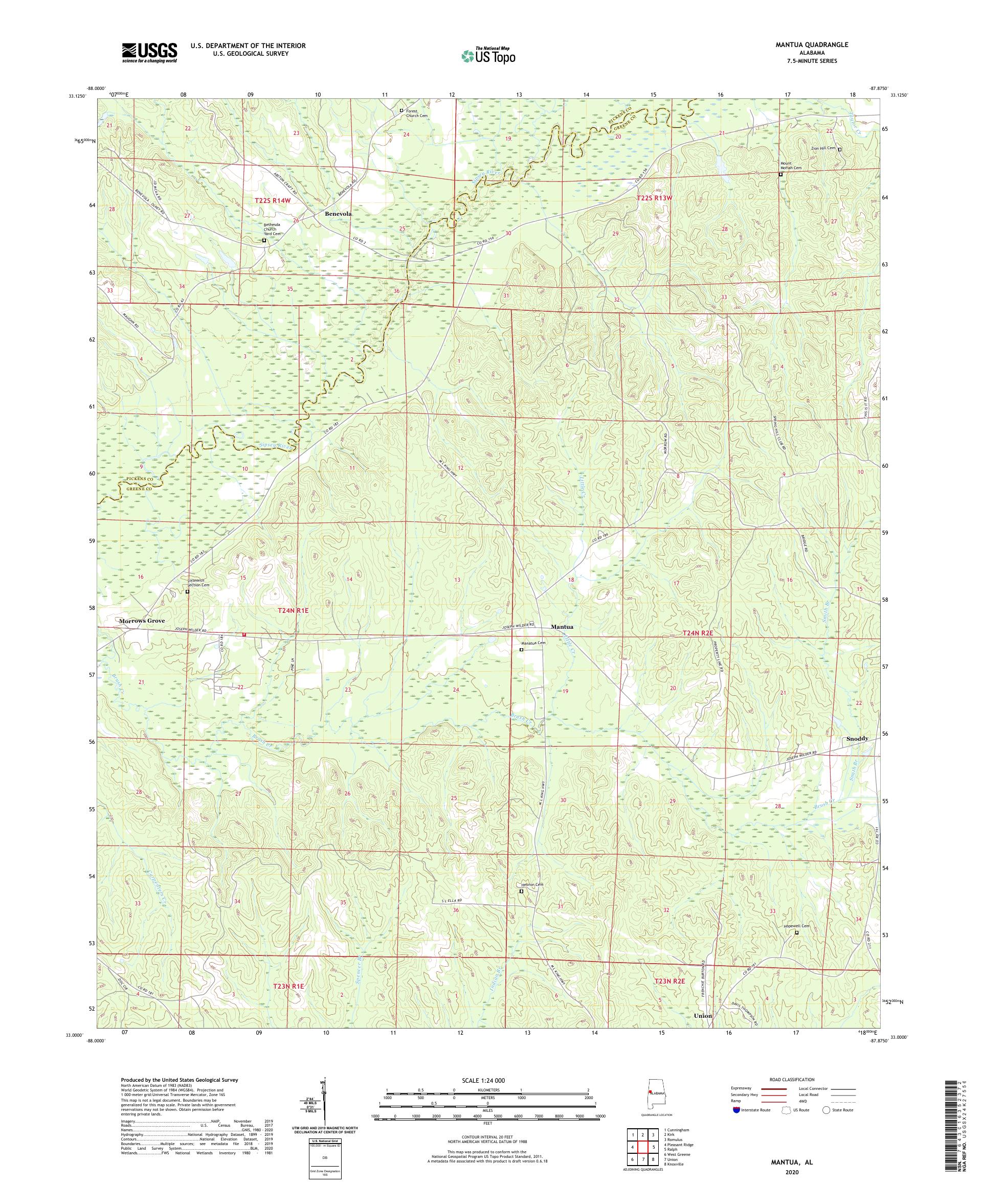 Mantua Alabama US Topo Map – MyTopo Map Store