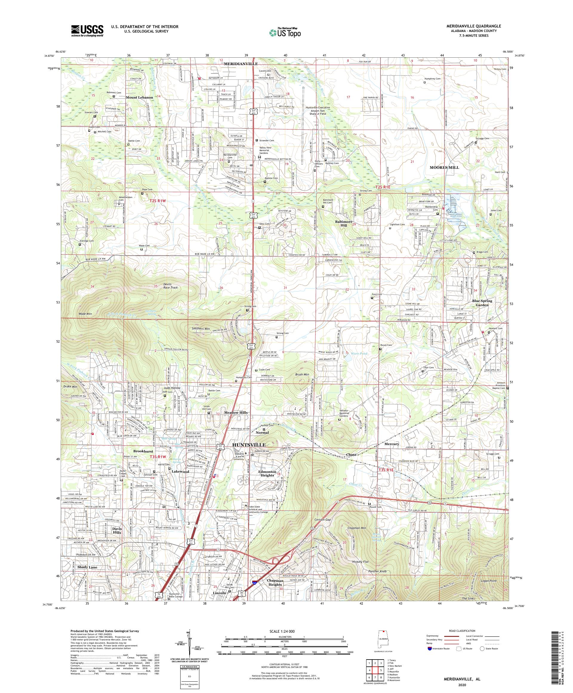 Meridianville Alabama US Topo Map – MyTopo Map Store