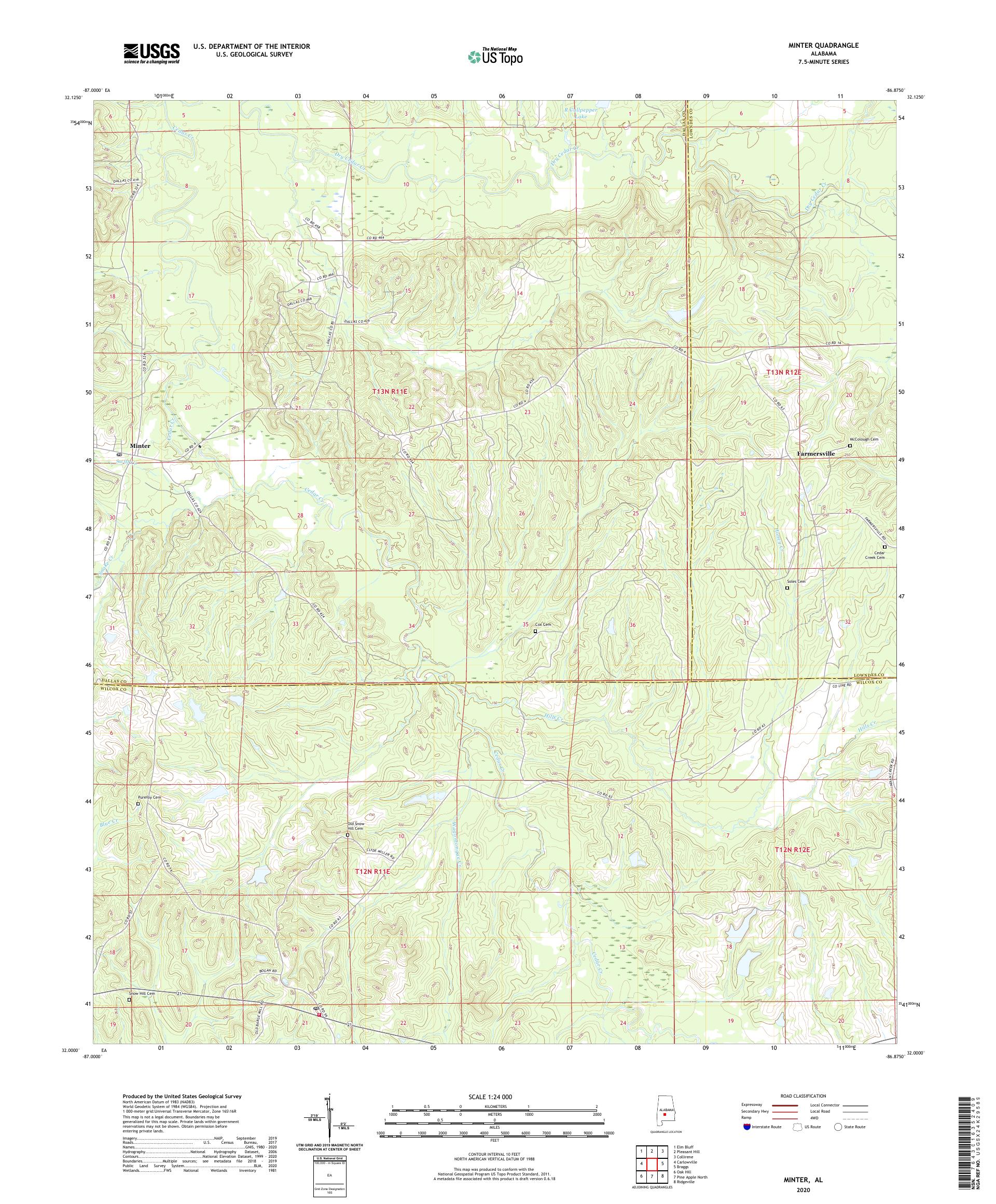 Minter Alabama US Topo Map – MyTopo Map Store