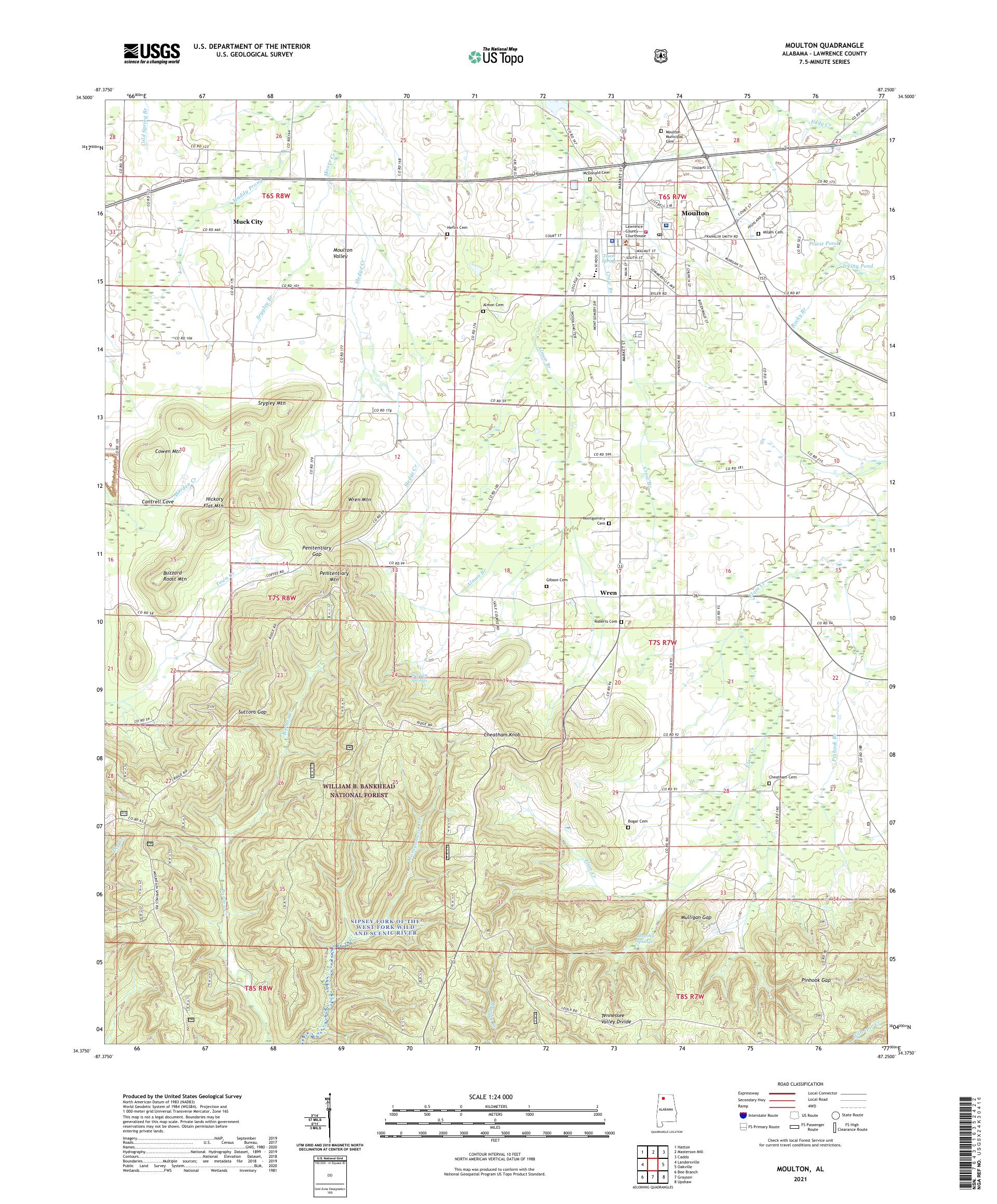 Moulton Alabama US Topo Map – MyTopo Map Store