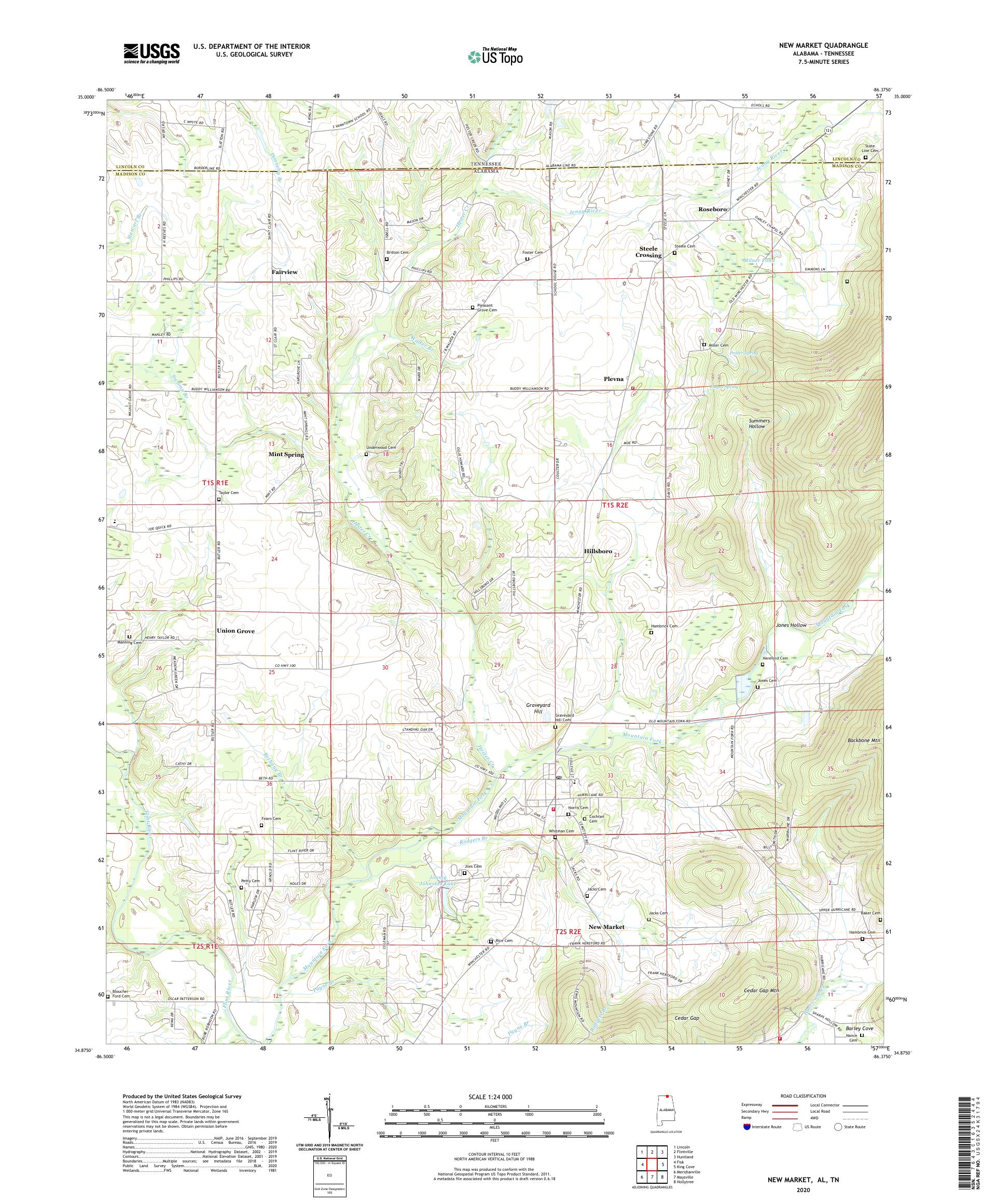 New Market Alabama US Topo Map – MyTopo Map Store