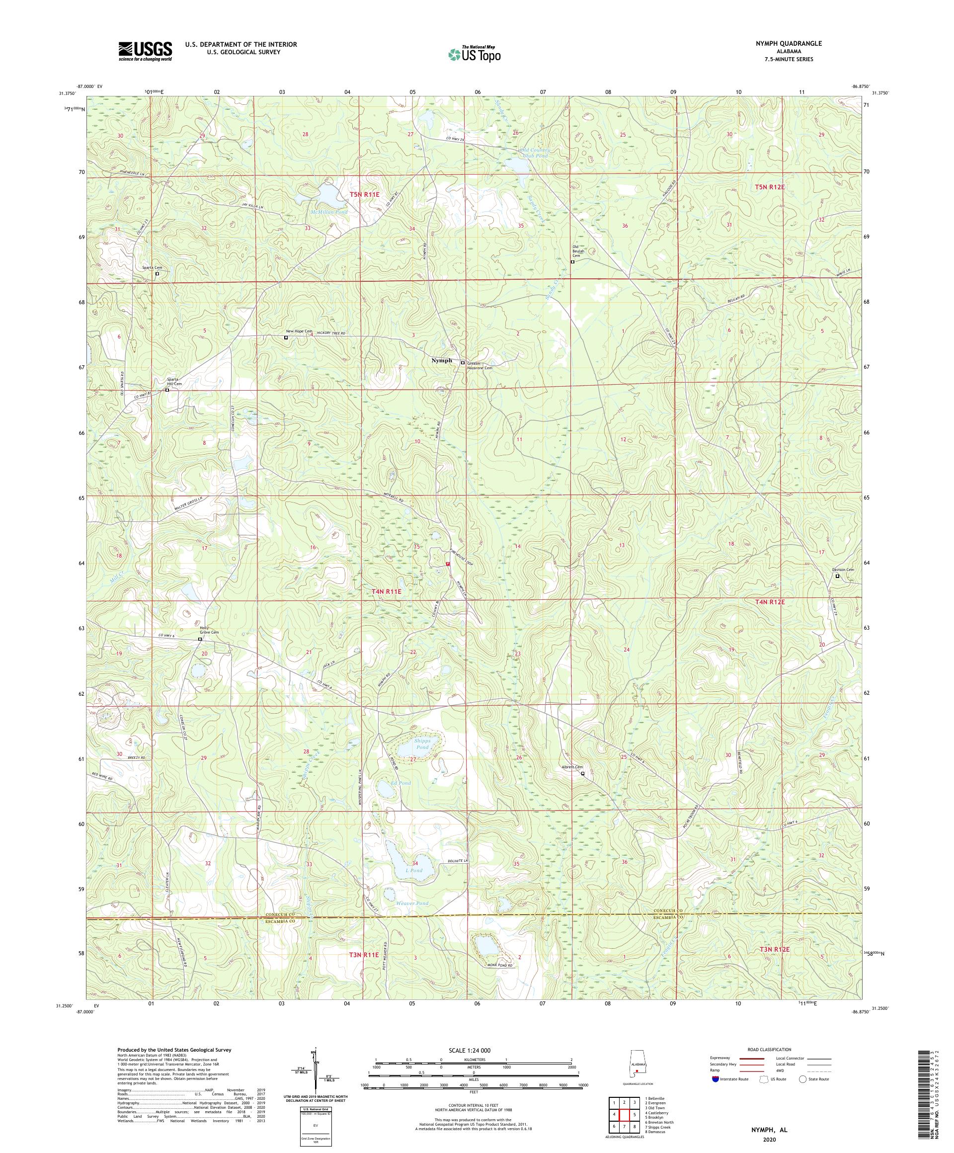 Nymph Alabama US Topo Map – MyTopo Map Store