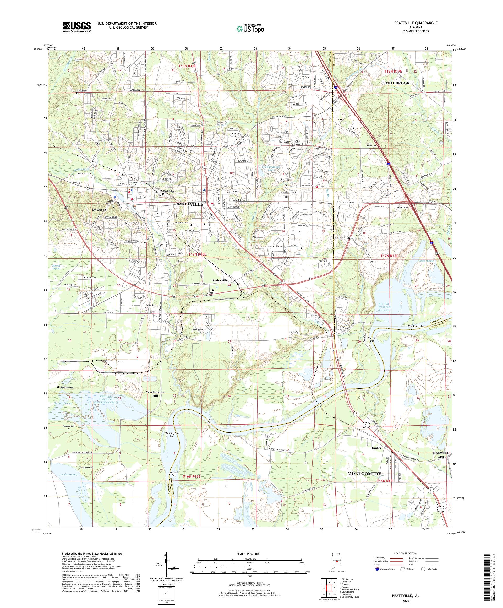 Prattville Alabama US Topo Map – MyTopo Map Store