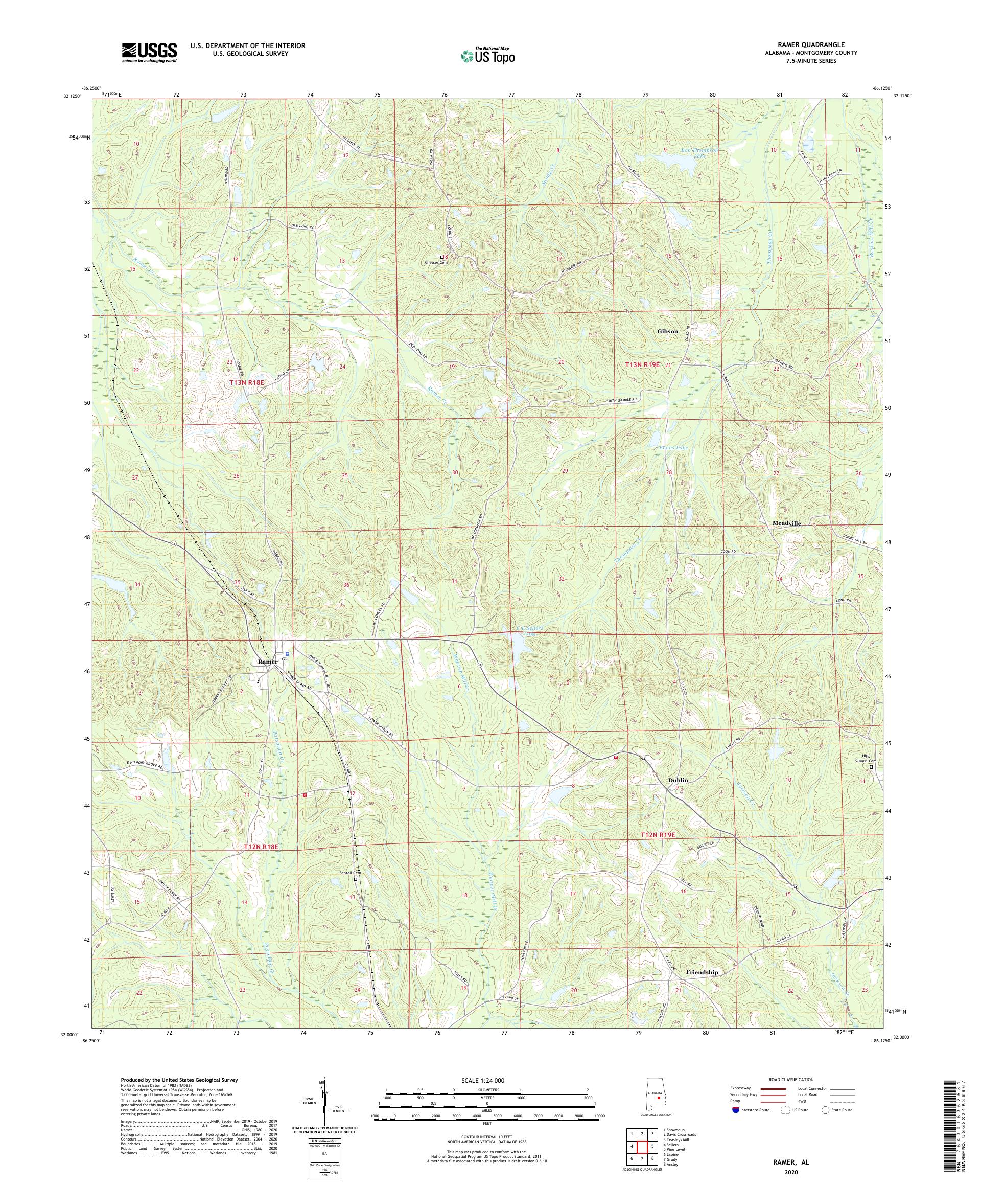 Ramer Alabama US Topo Map – MyTopo Map Store