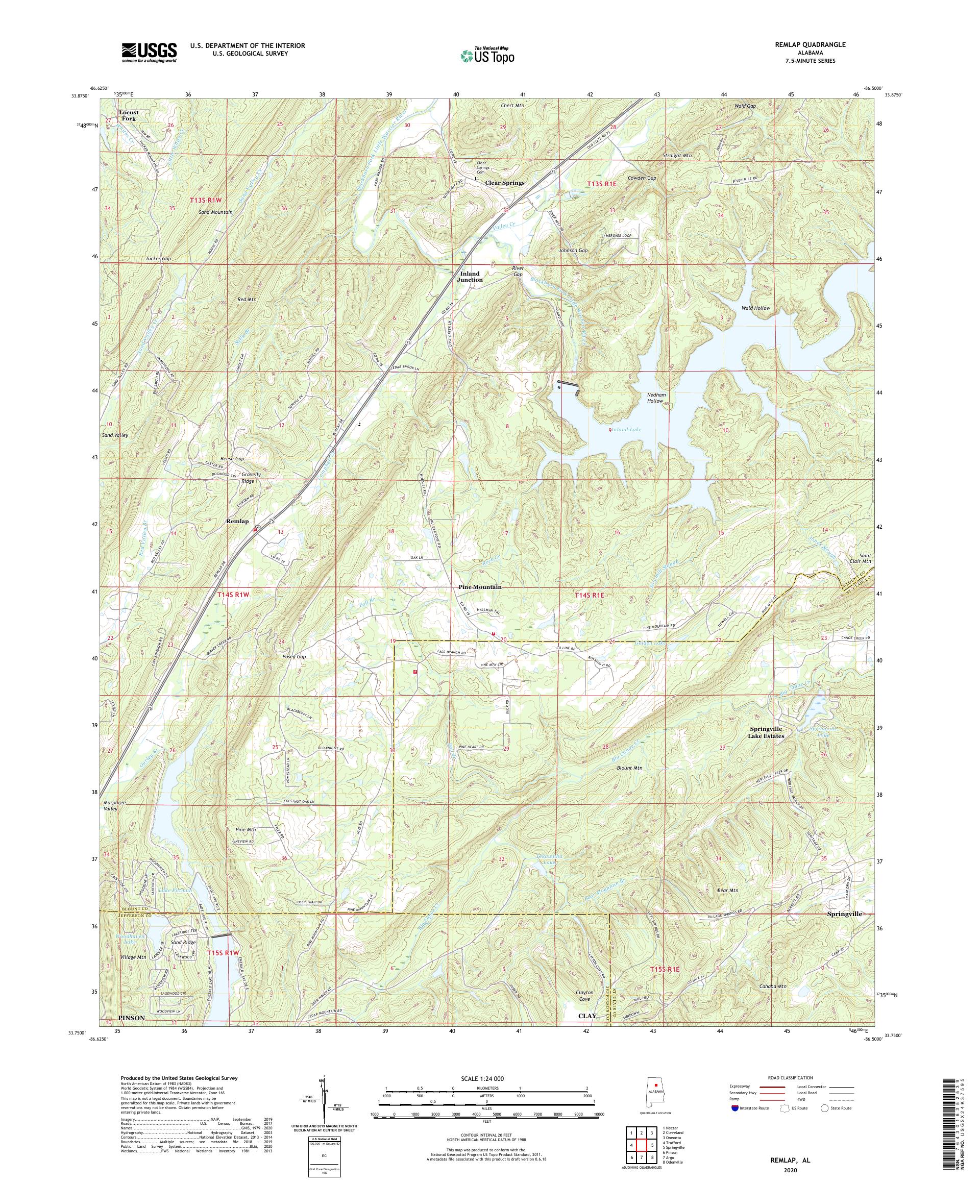 Remlap Alabama US Topo Map – MyTopo Map Store