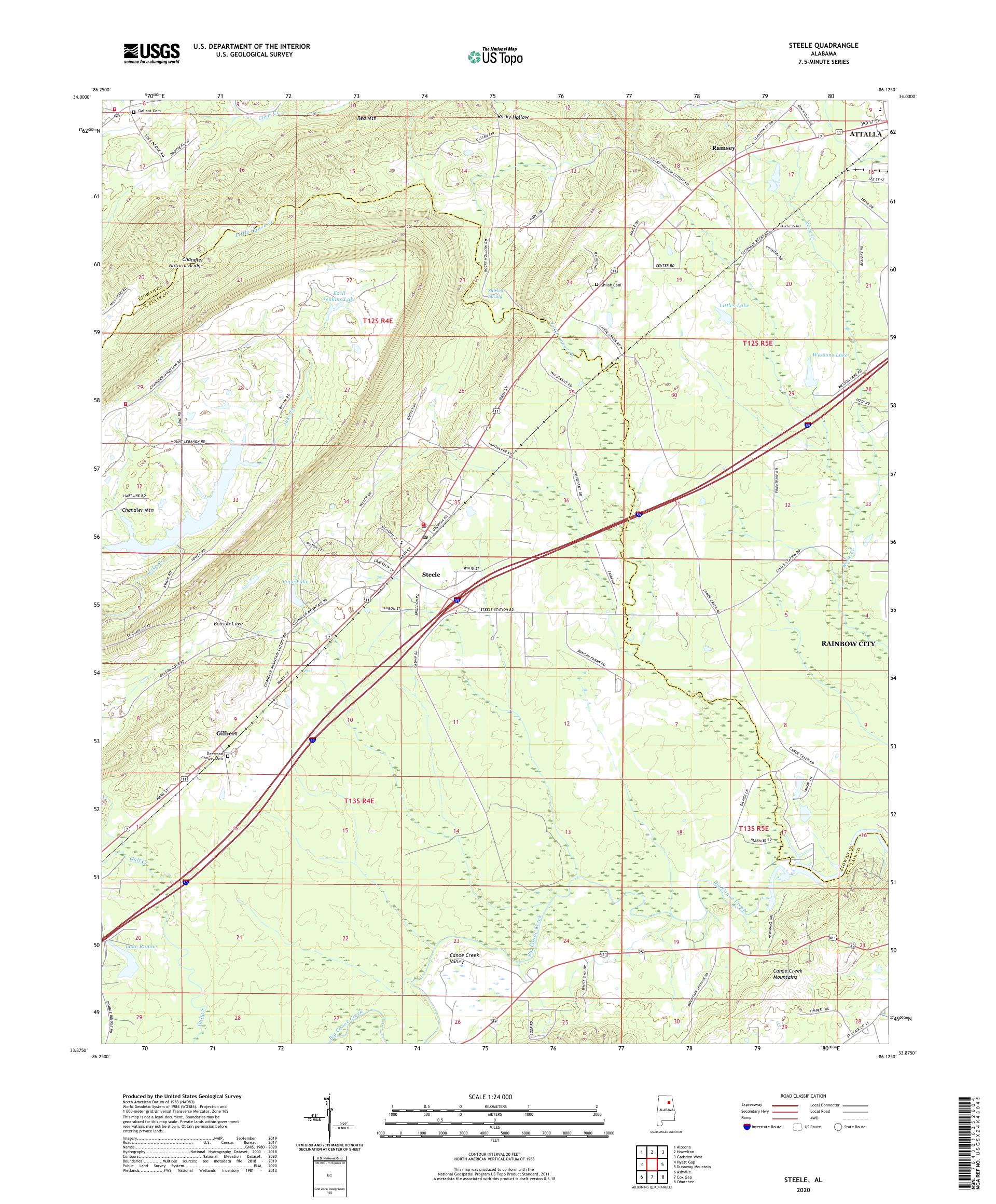 Steele Alabama US Topo Map – MyTopo Map Store
