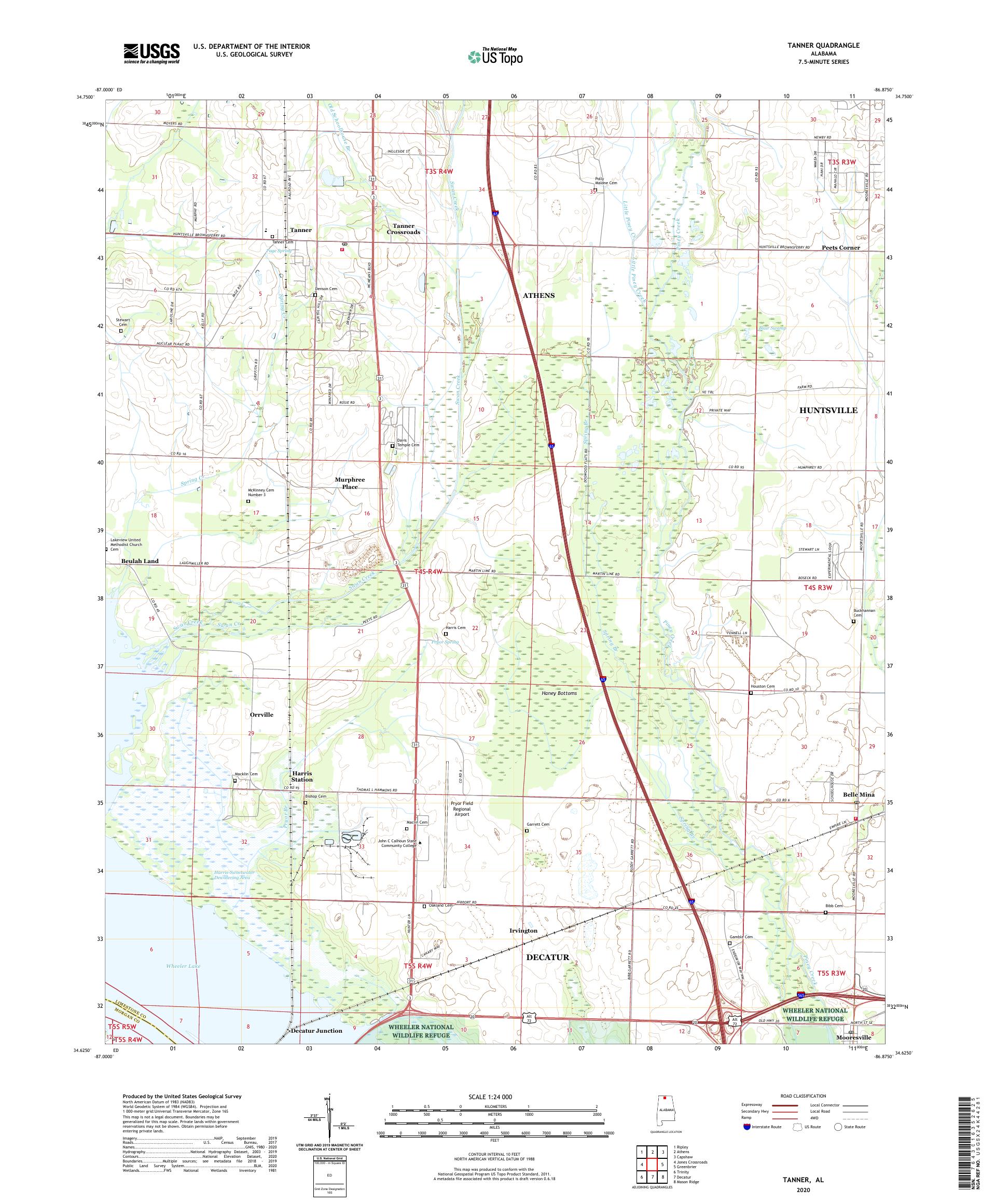 Tanner Alabama US Topo Map – MyTopo Map Store